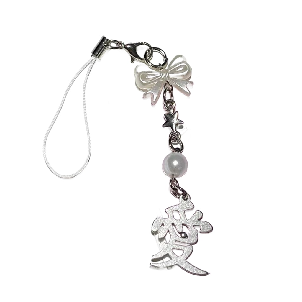 Bottone Cute Butterf1y Heart Bead Charm Pendant Chain Phone Strap ...