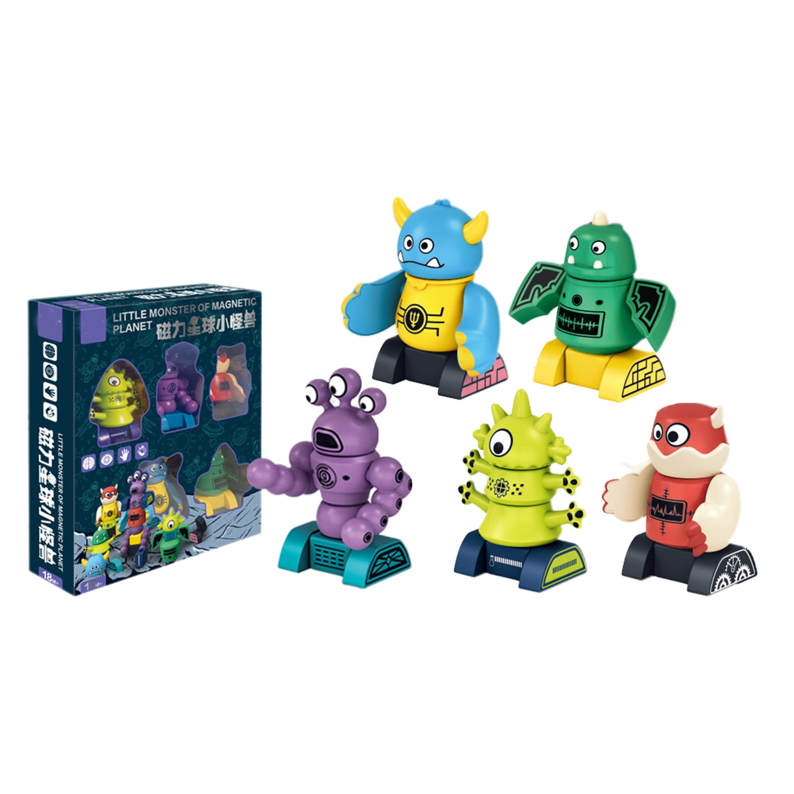Bottone Magnetic Monsters Stacking Building Blocks Spaceship and Robot Toy Educational Playset ...