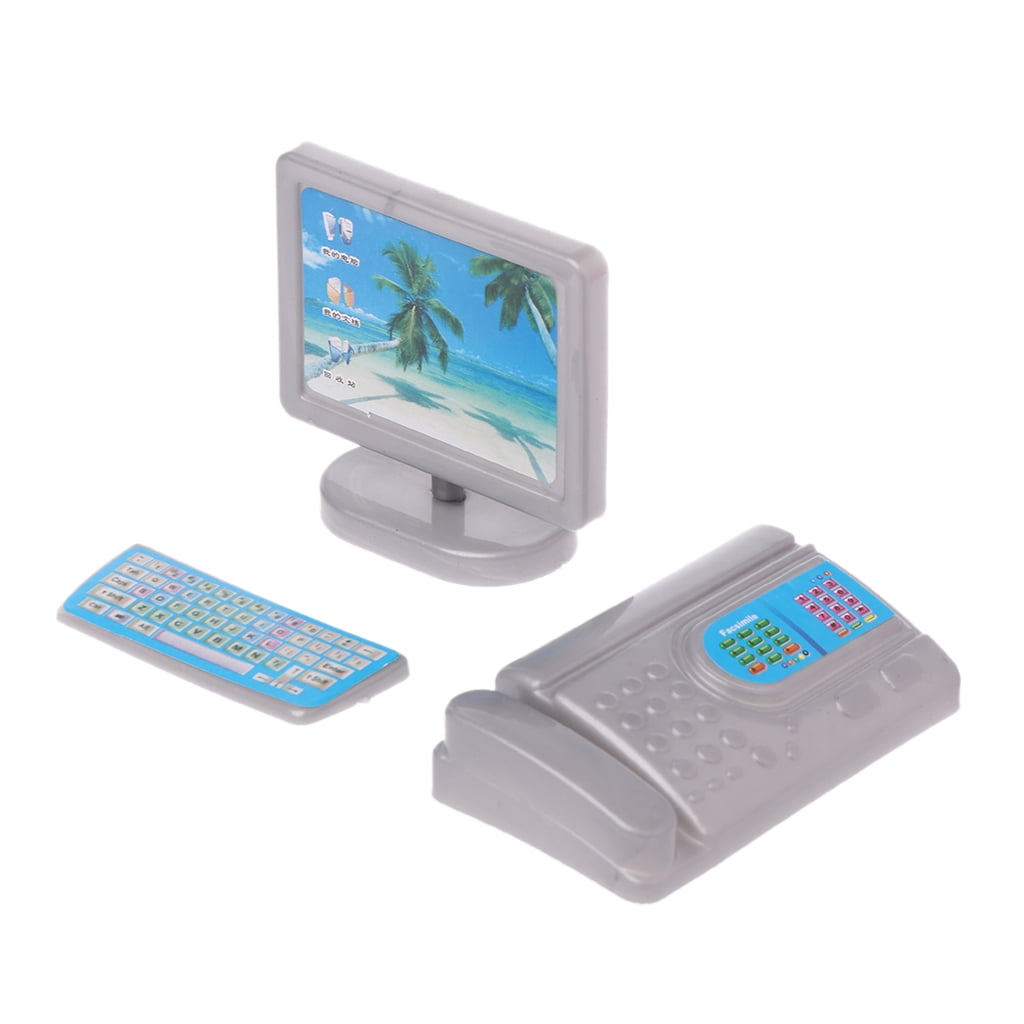Bottone Simulation Miniature Desktop Computer Fax Model for 30cm Dolls ...