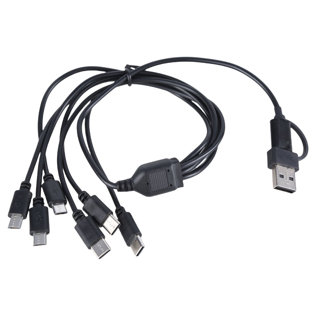 Bottone Universal 6Way Multi Charging Cable USB Type C and USB Power Cable for Multiple Devices ...