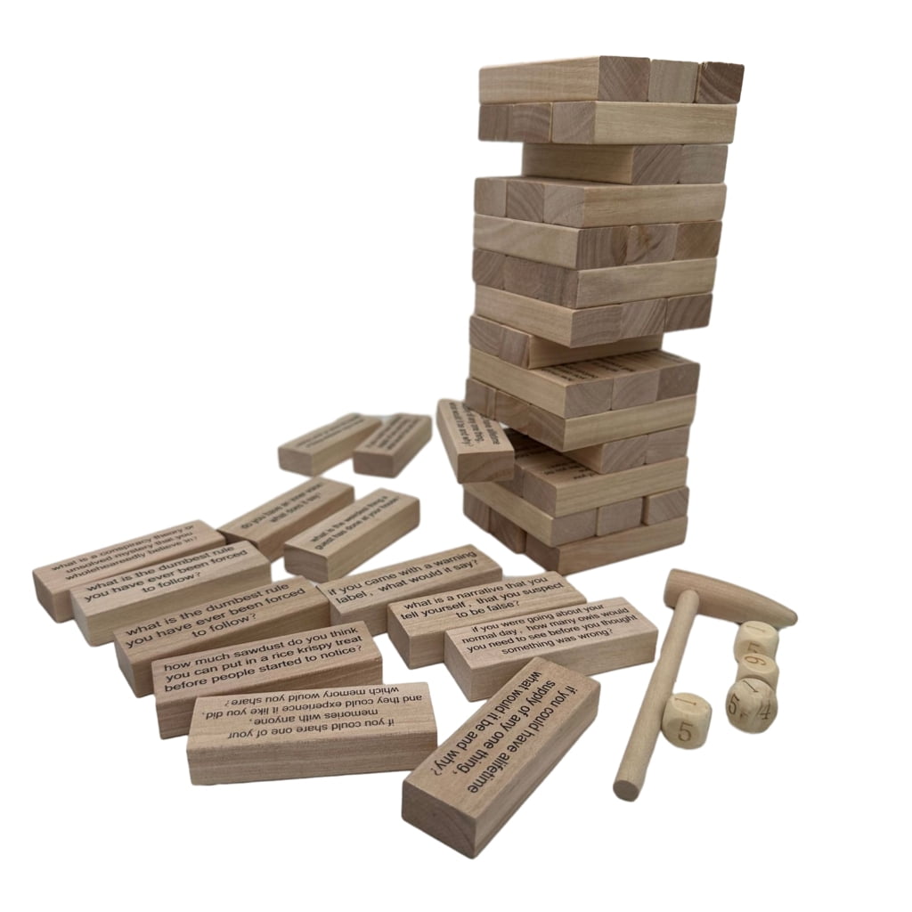 Bottone W00den Stacking Game for Family Party Question Stacking Block ...