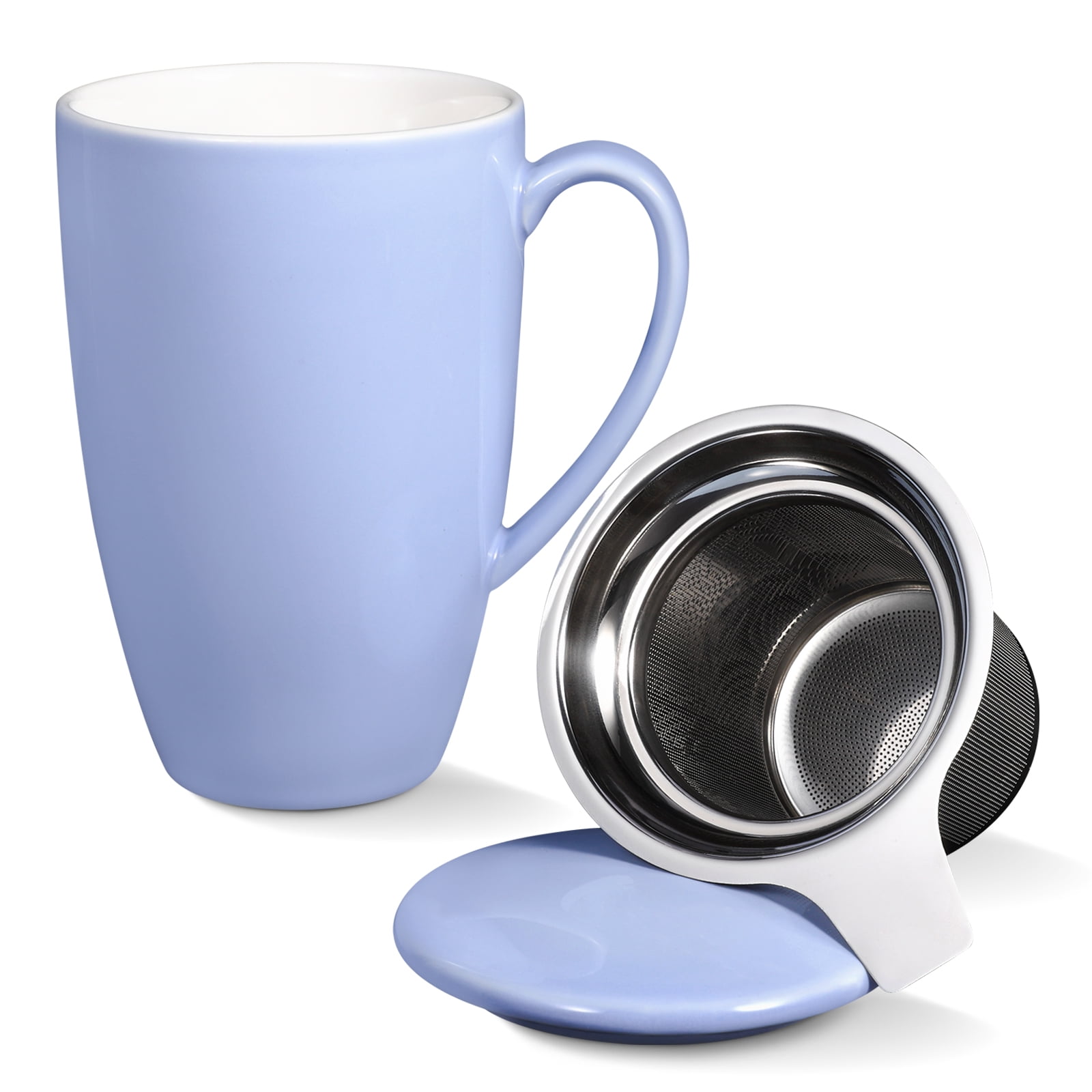 BouPower 16 OZ Porcelain Tea Mug with Infuser and Lid,Large Leaf Tea ...
