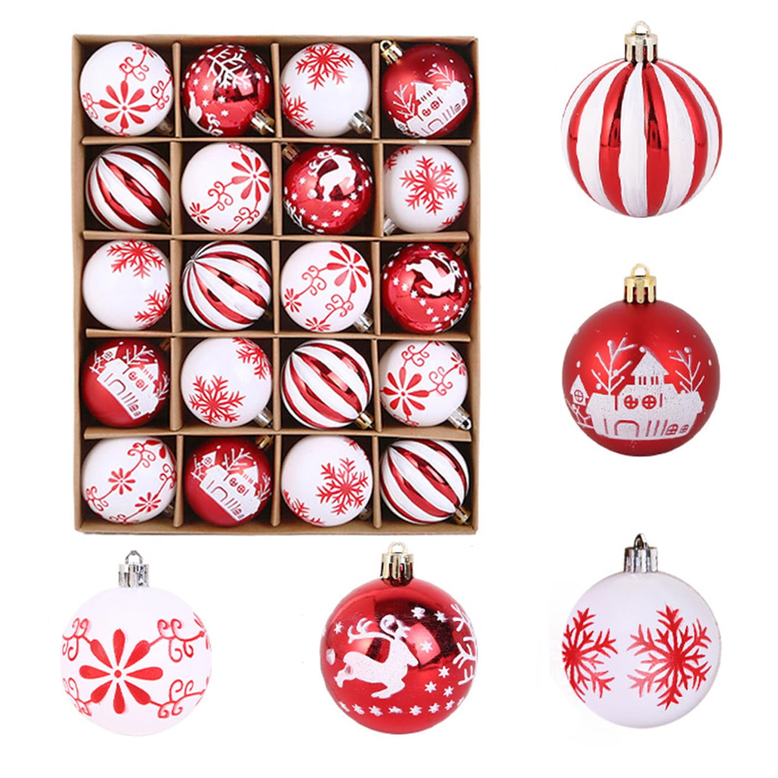 BouPower 20-Pack Christmas Decorations Multicolor Christmas Ball ...