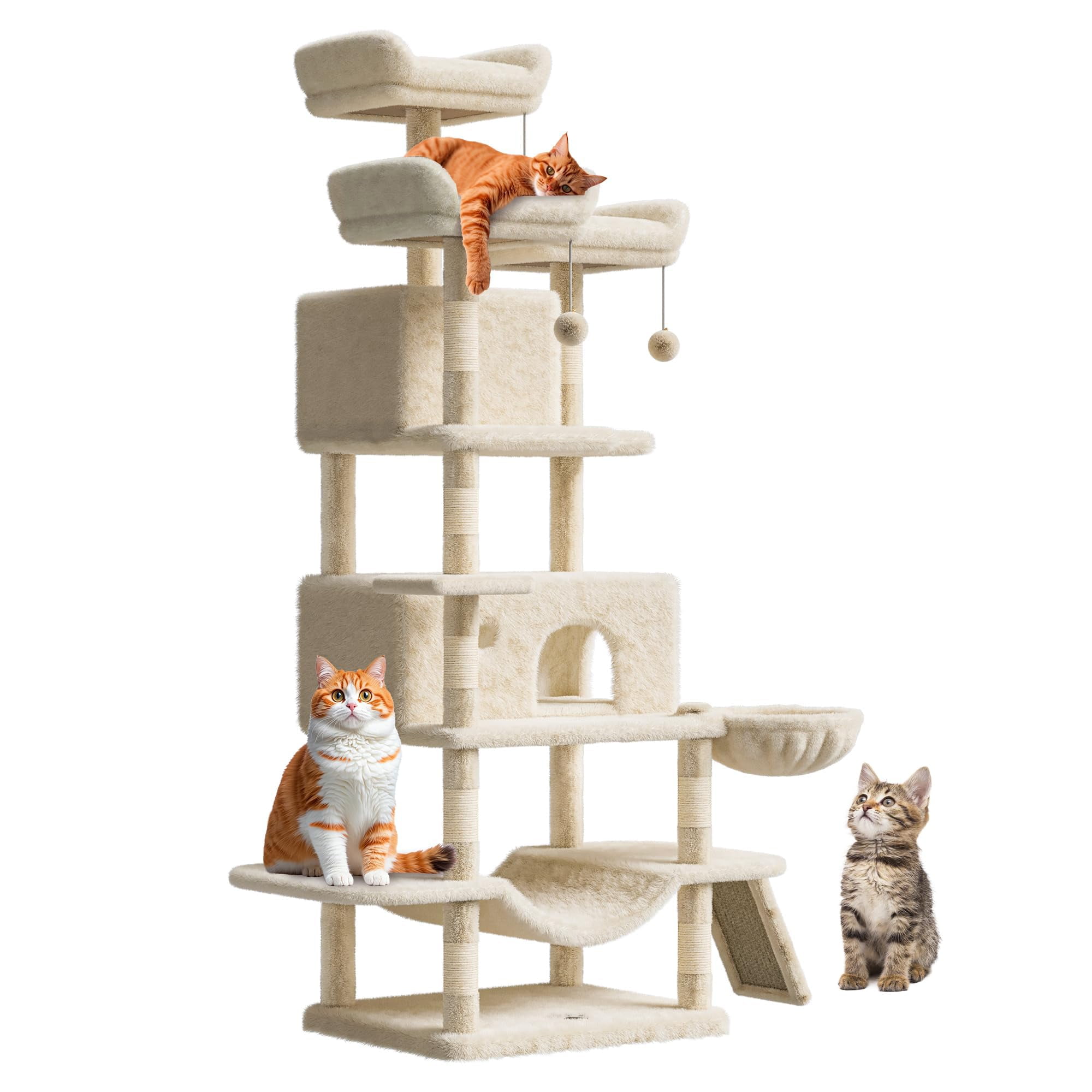 BouPower 68.5-Inch Heavy-Duty Cat Tree for Large Cats & Indoor Cats ...