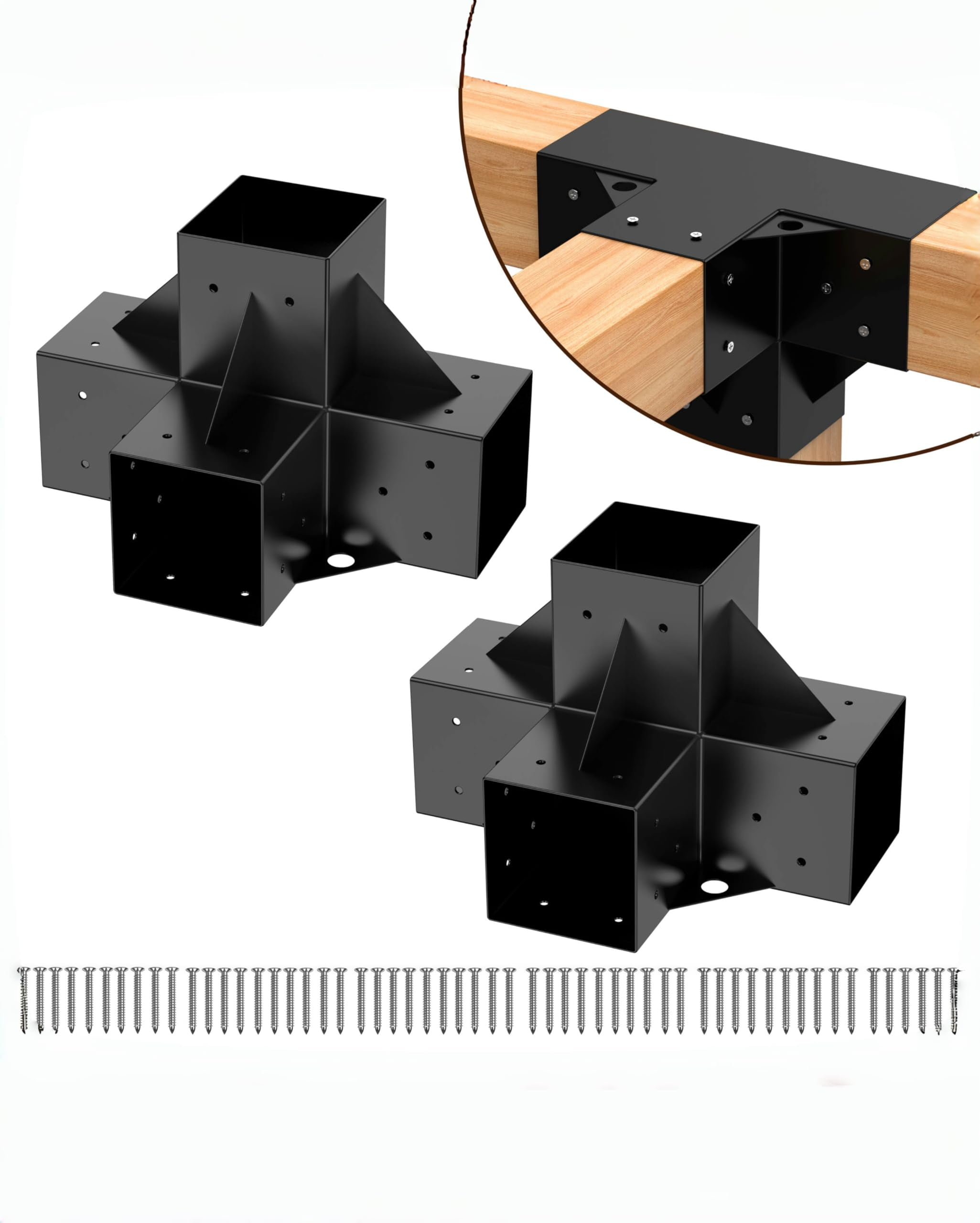 BouPower 6x6 3-Way Pergola Brackets Kit,4 Pack Heavy Duty Corner ...