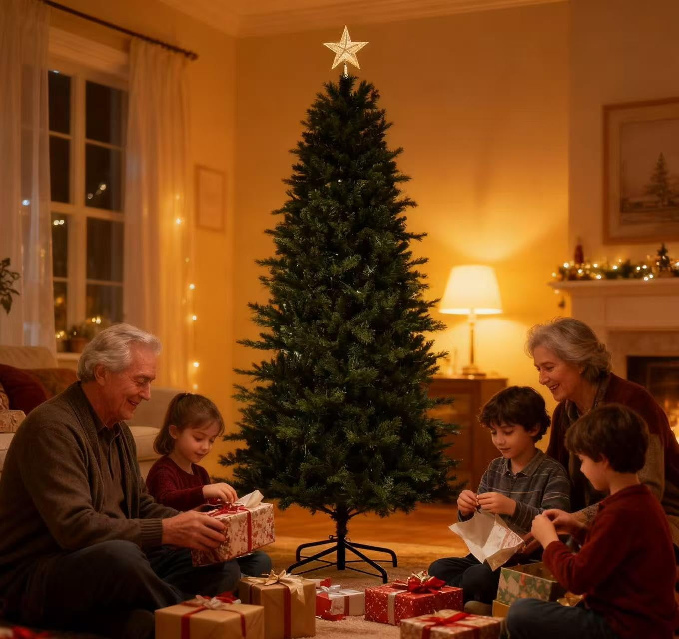 BouPower 7.5ft Pre-Lit Slim Christmas Tree with Lights,1573 Realistic ...