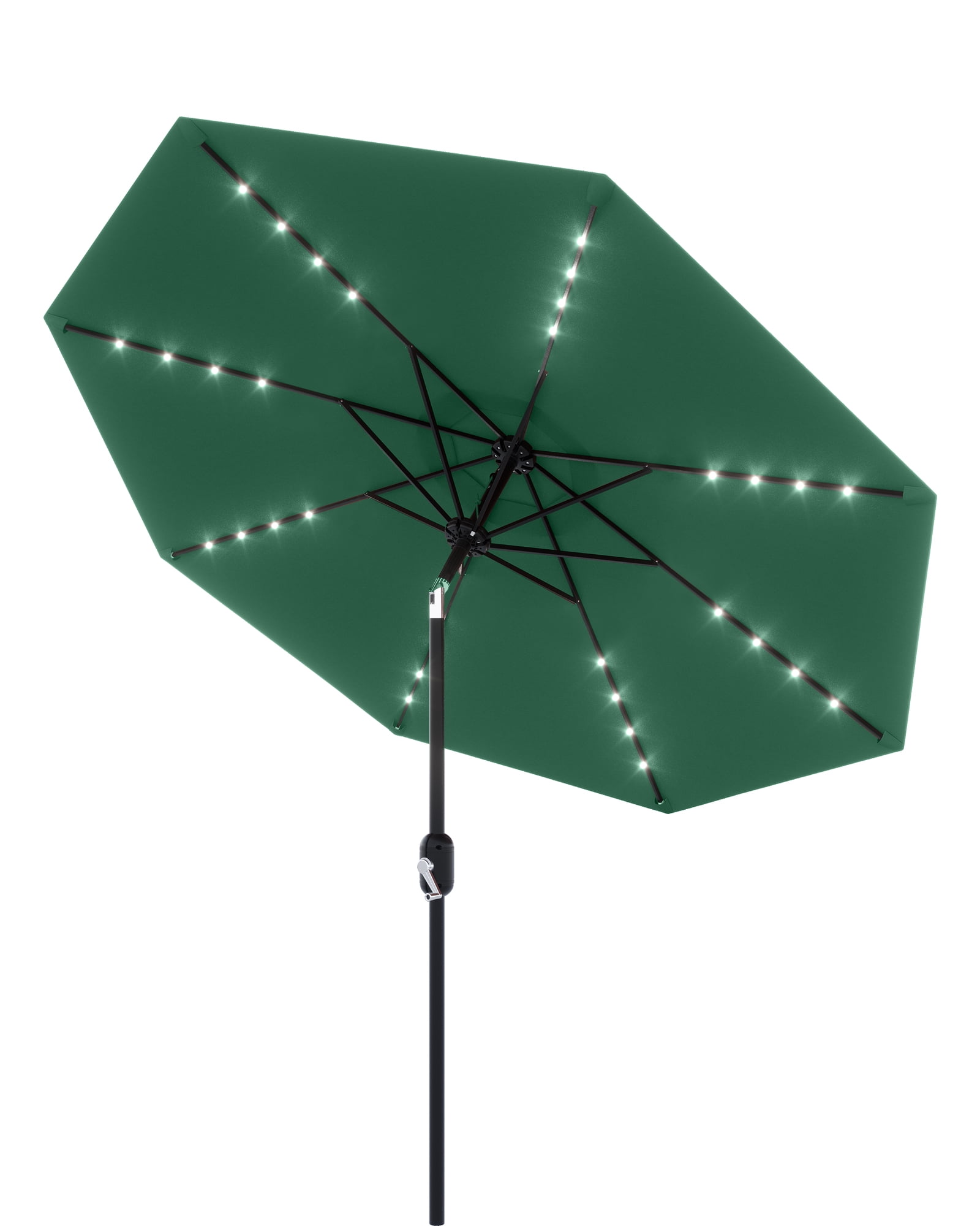 BouPower 9FT Solar LED Patio Umbrella, 32 Lights Auto-Charging, 8-Rib ...