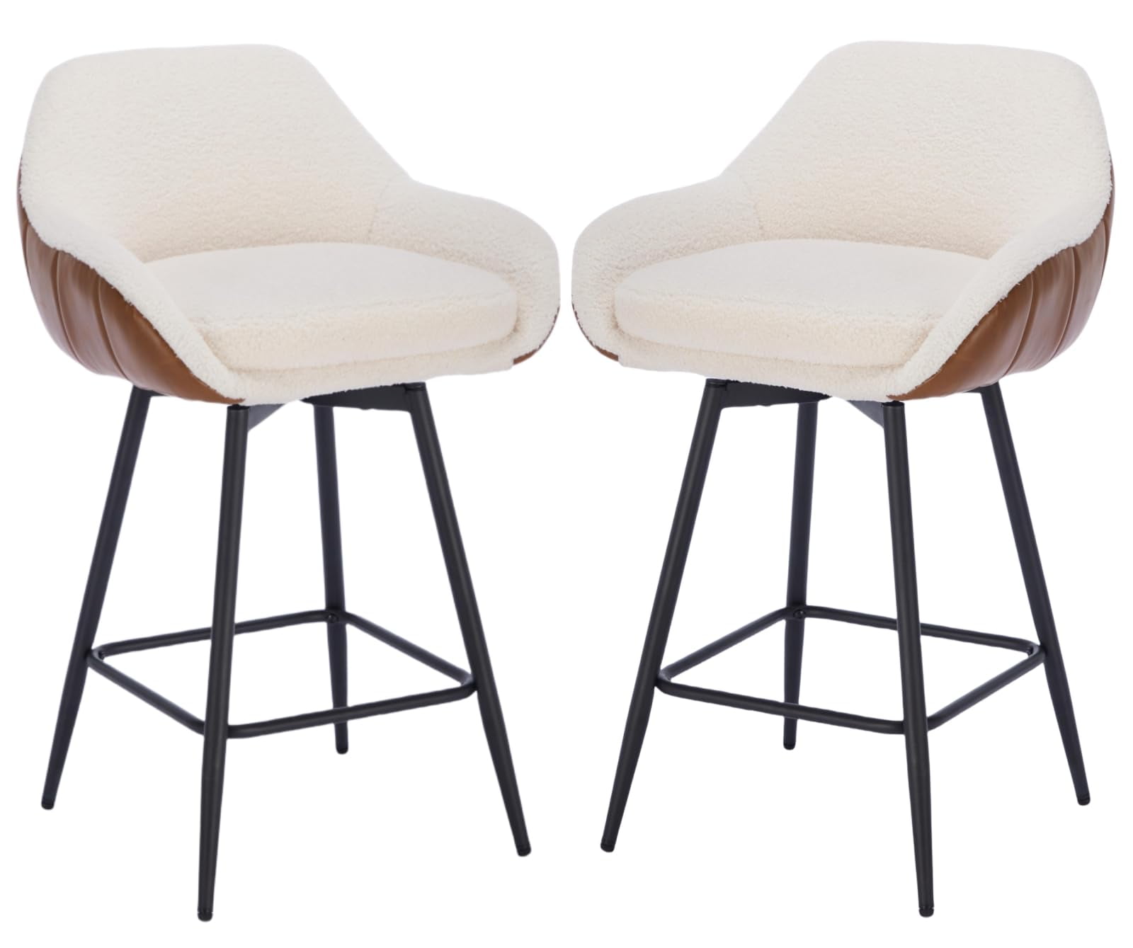 BouPower Bar Stools Set of 2, 26" Counter Height Barstools, Modern ...