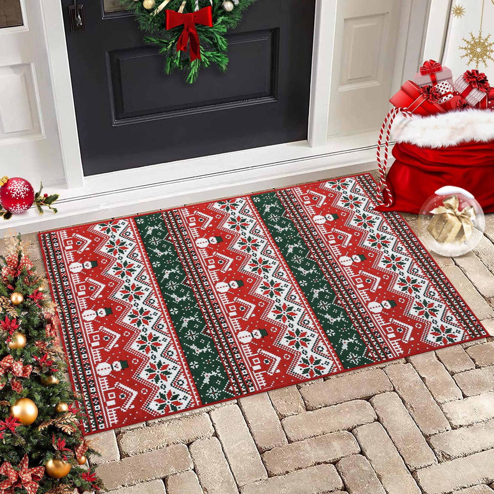 BouPower Christmas Area Rug for Living Room,Washable Rug for Bedroom ...