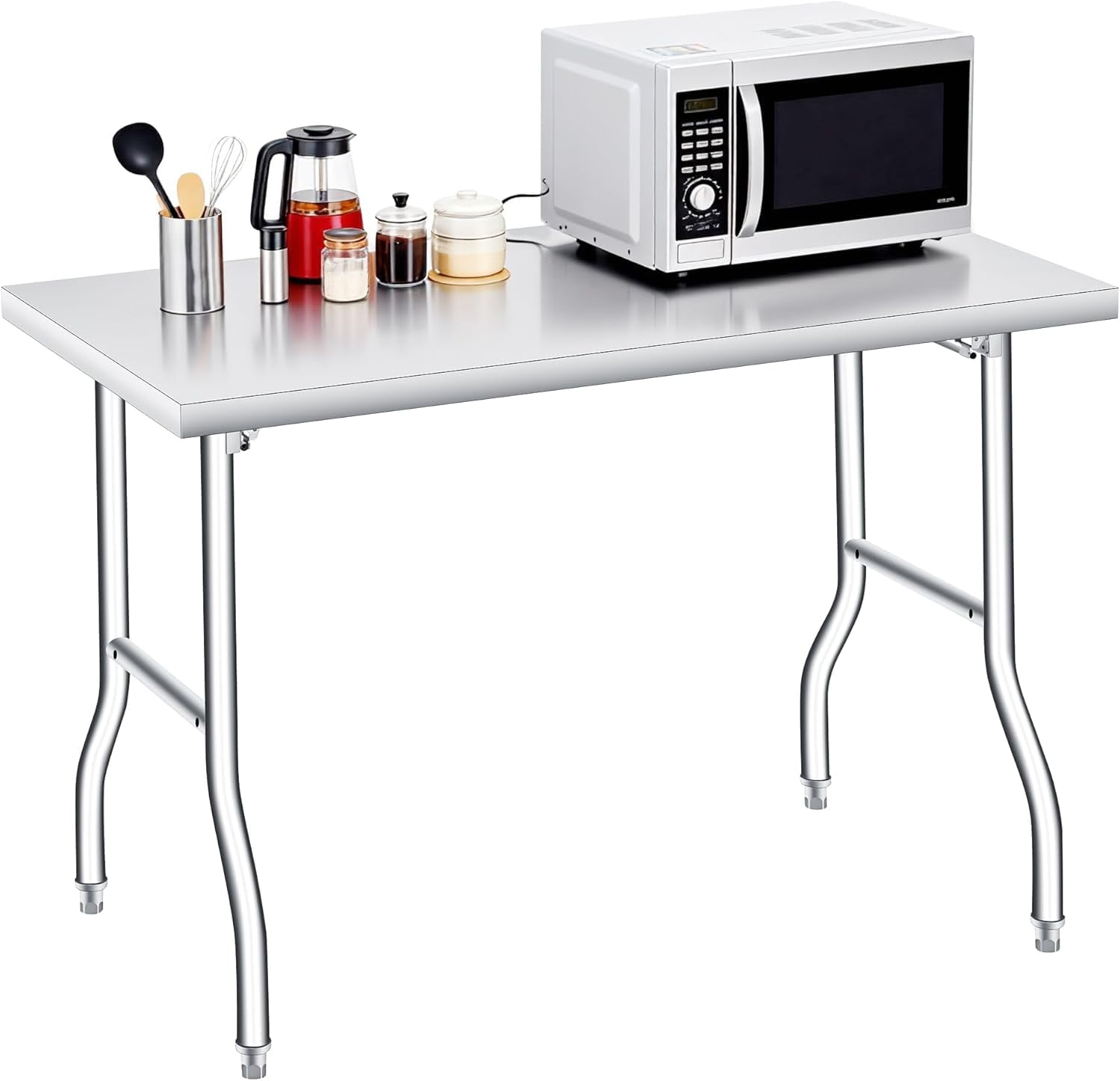 BouPower Folding Stainless Steel Table 24x48 Inches with Legs ...