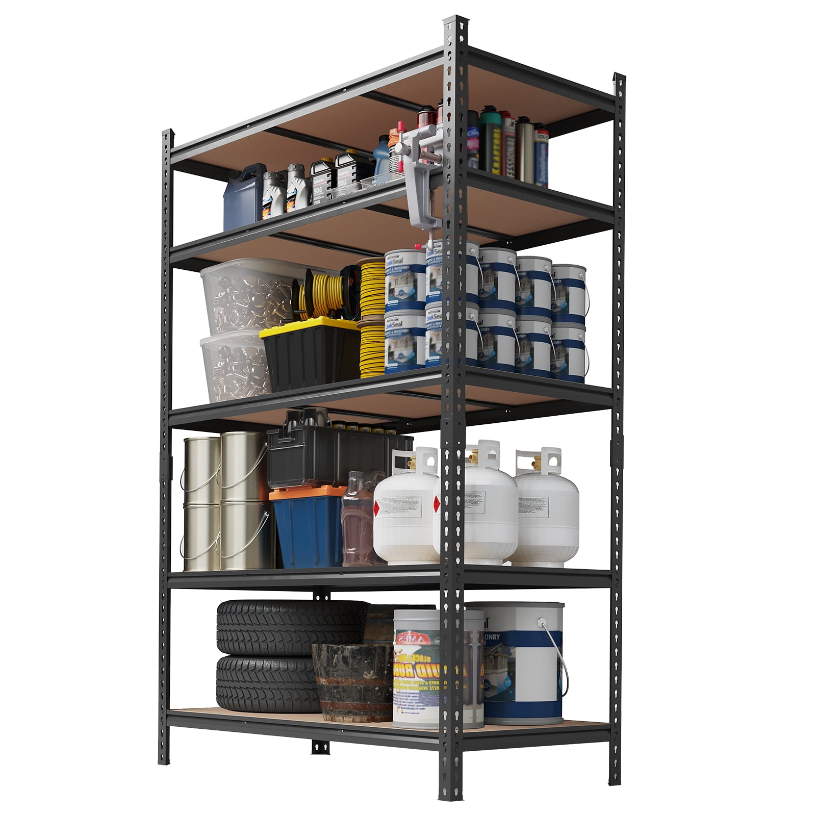 BouPower Metal Garage Shelving Unit,Heavy Duty 5-Tier Adjustable ...