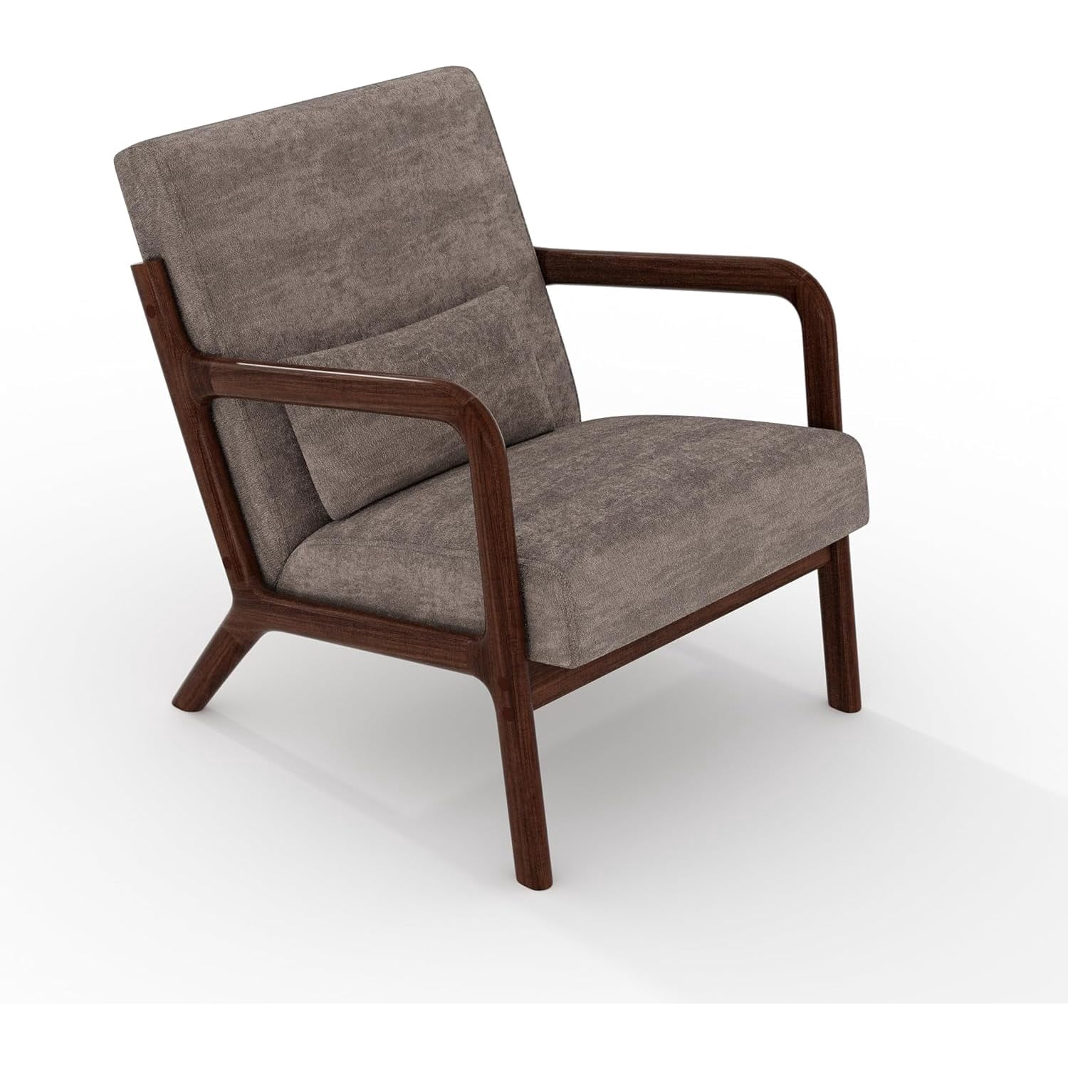 BouPower Mid-Century Modern Upholstered Accent Lounge Chair, Wood Frame ...