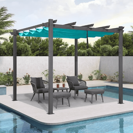 BouPower Outdoor Pergola with Adjustable Roof,Modern Metal Patio ...