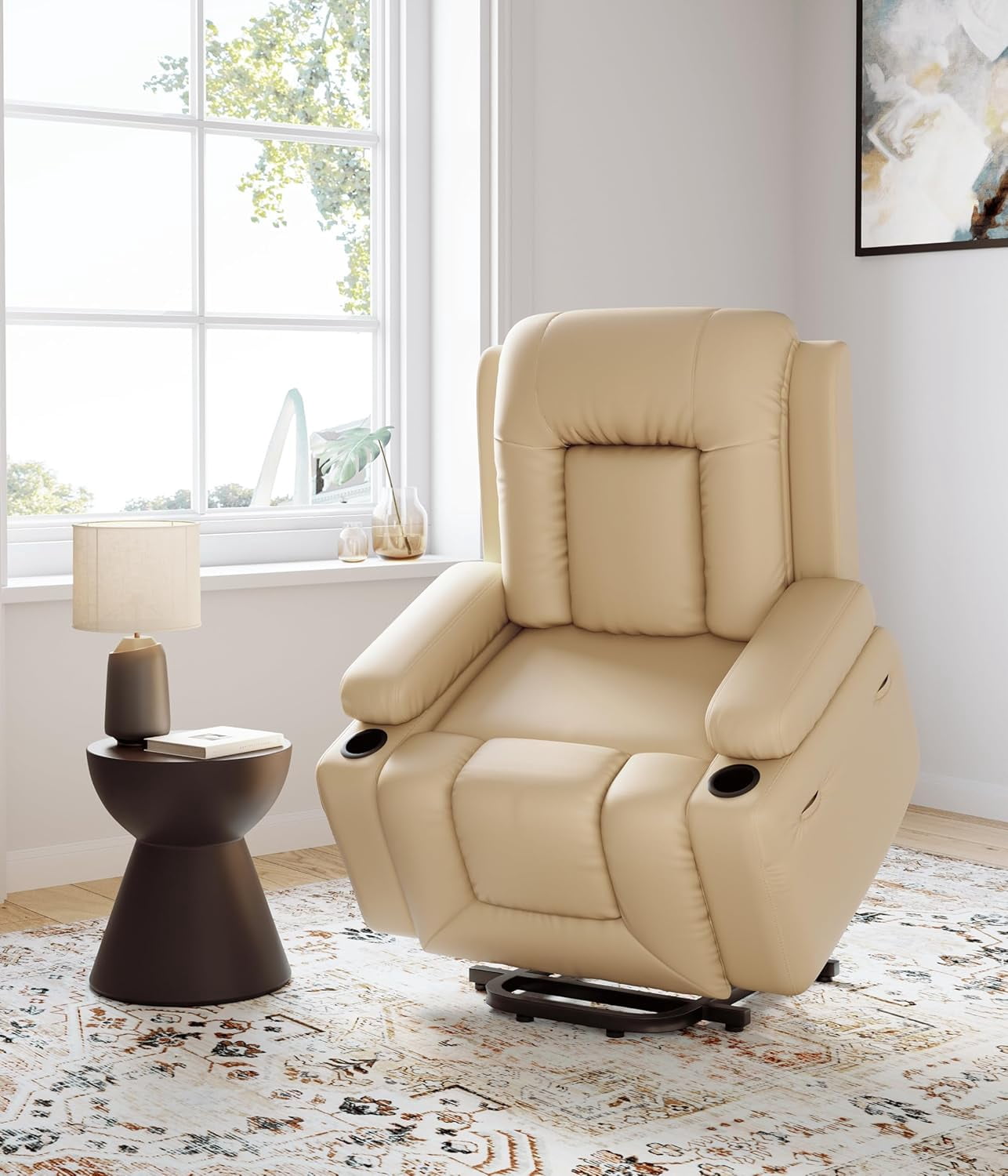 BouPower Power Lift Recliner Chair,PU Leather with Heat and Massage for ...
