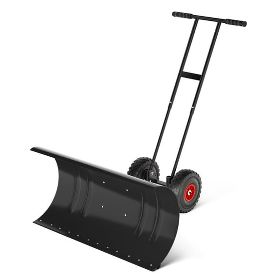 BouPower Snow Pusher with Wheels, 29"/36" Heavy Duty Steel Blade ...