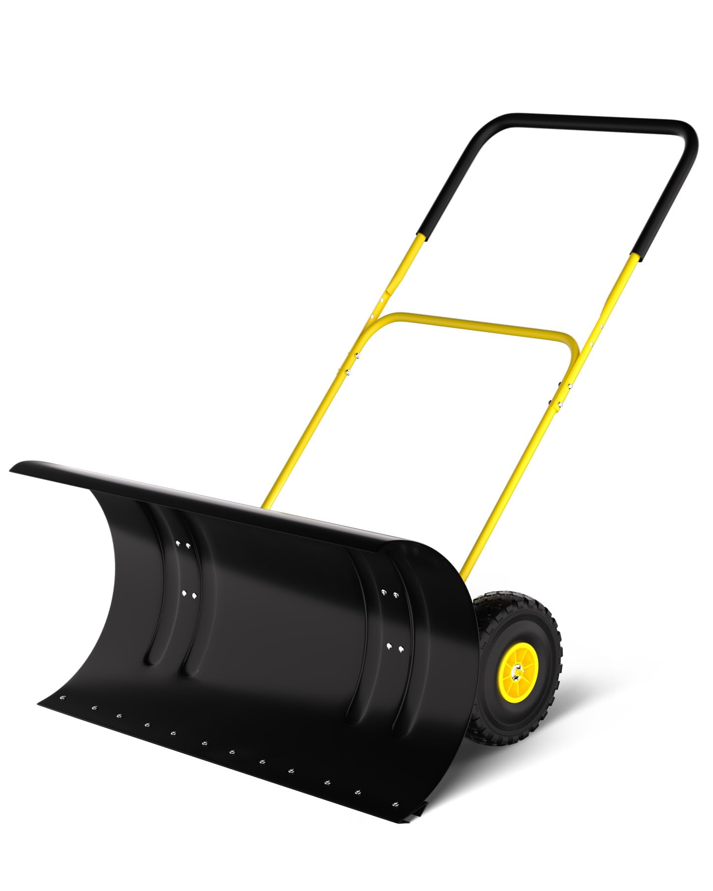 BouPower Snow Pusher with Wheels, 29"/36" Heavy Duty Steel Blade ...