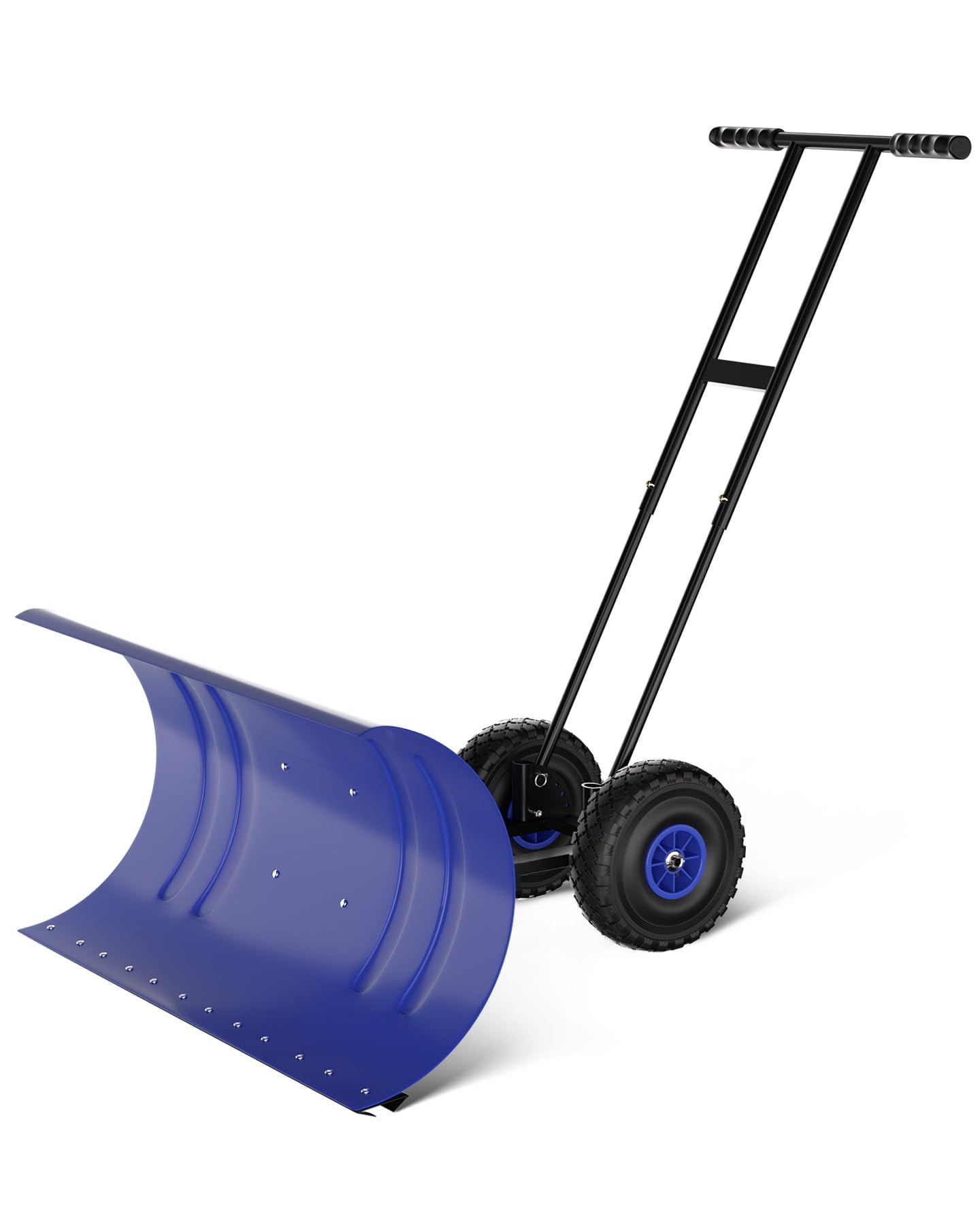 BouPower Snow Pusher with Wheels, 29"/36" Heavy Duty Steel Blade ...