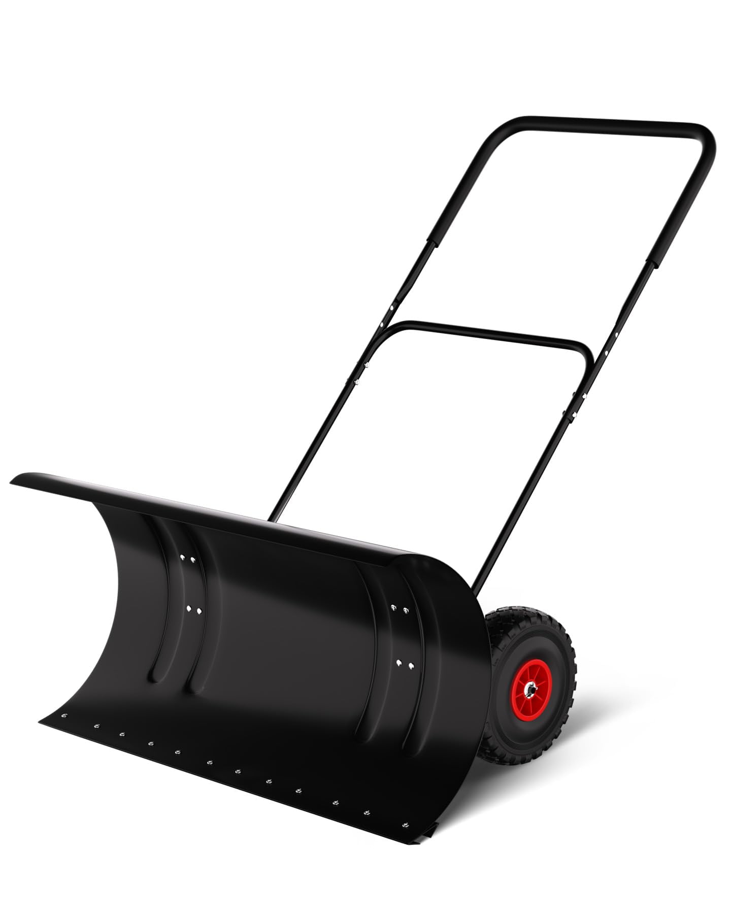 BouPower Snow Pusher with Wheels, 29"/36" Heavy Duty Steel Blade ...