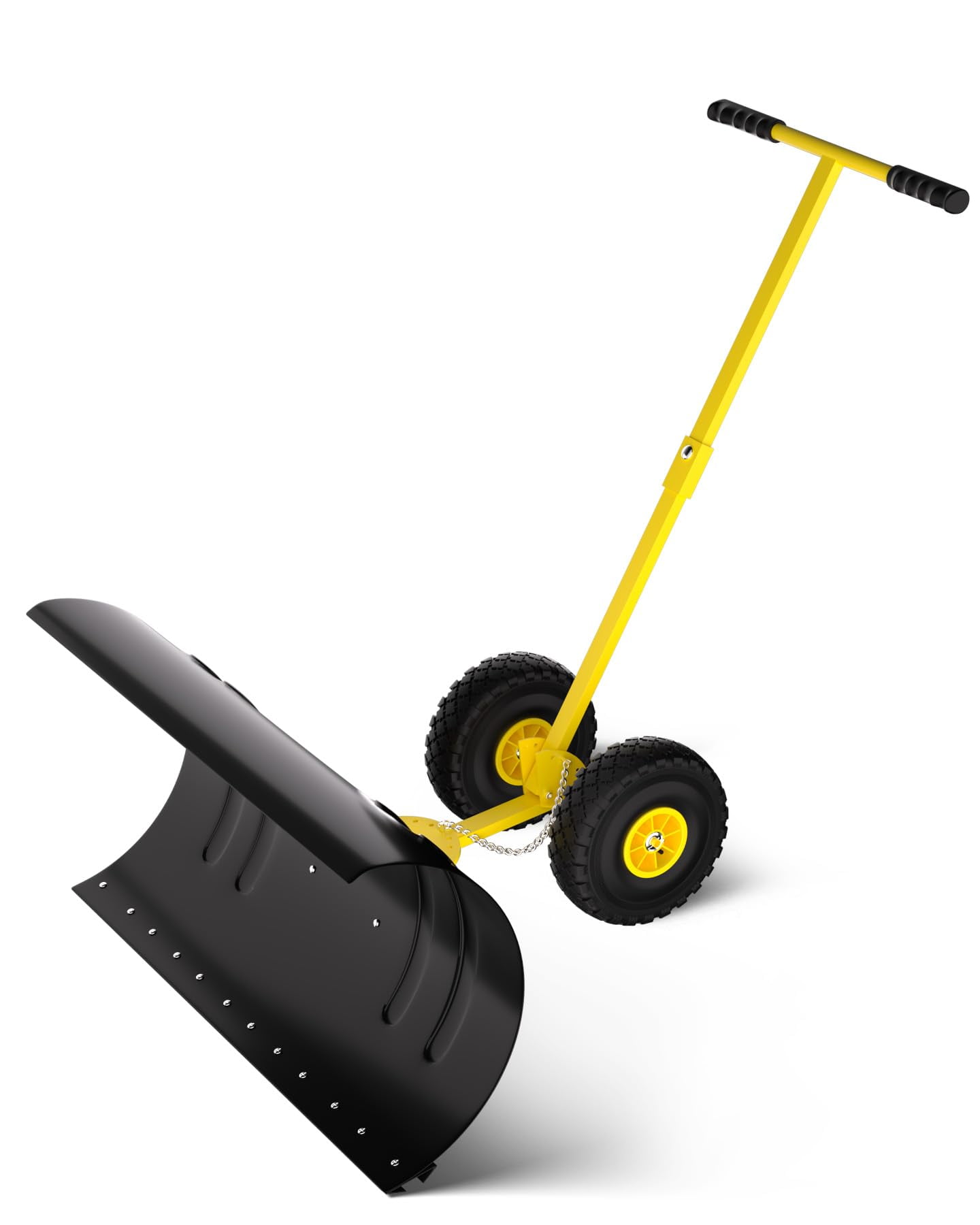 BouPower Snow Pusher with Wheels, 29"/36" Heavy Duty Steel Blade ...