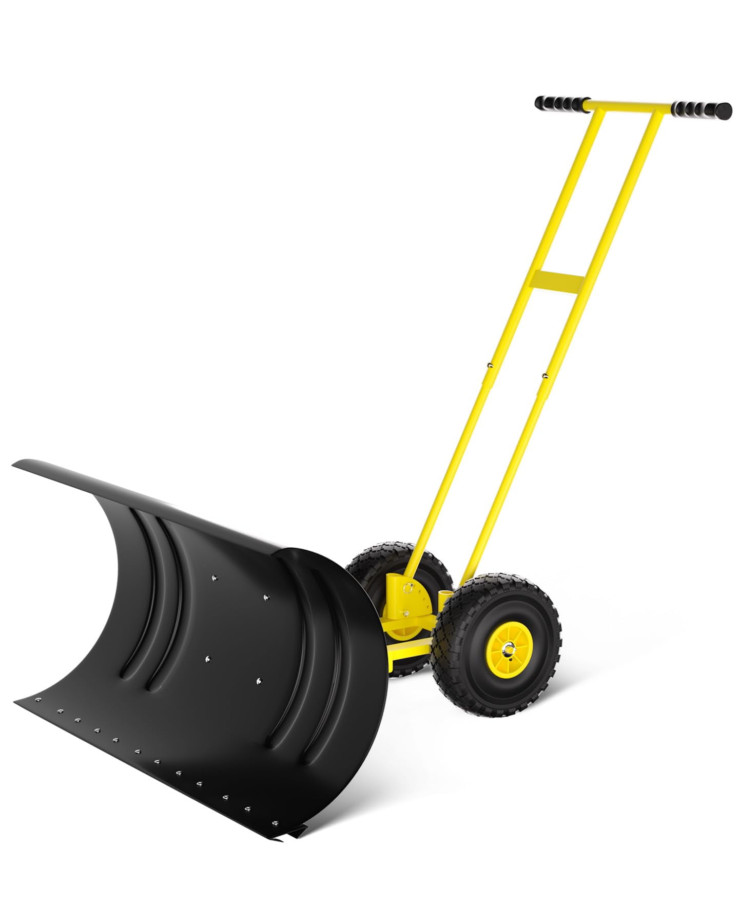 BouPower Snow Pusher with Wheels, 29"/36" Heavy Duty Steel Blade ...