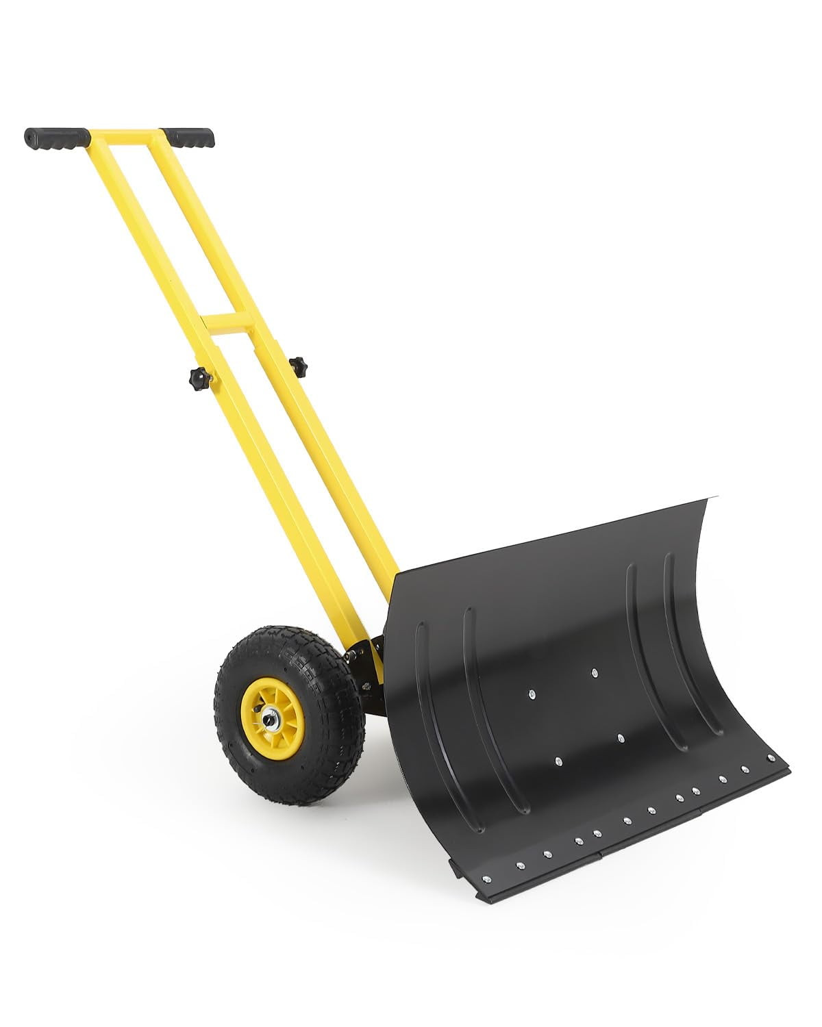 BouPower Snow Shovel with Wheels, 29" Heavy Duty Steel Snow Pusher ...