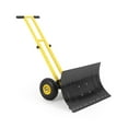 BouPower Snow Shovel with Wheels, 29" Heavy Duty Steel Snow Pusher ...