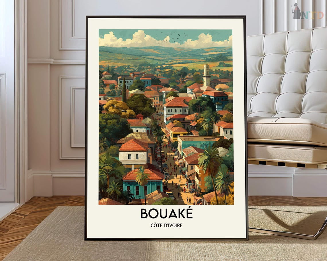 Bouake Ivory Coast City Map Wall Art Travel Decor Photo Print ...