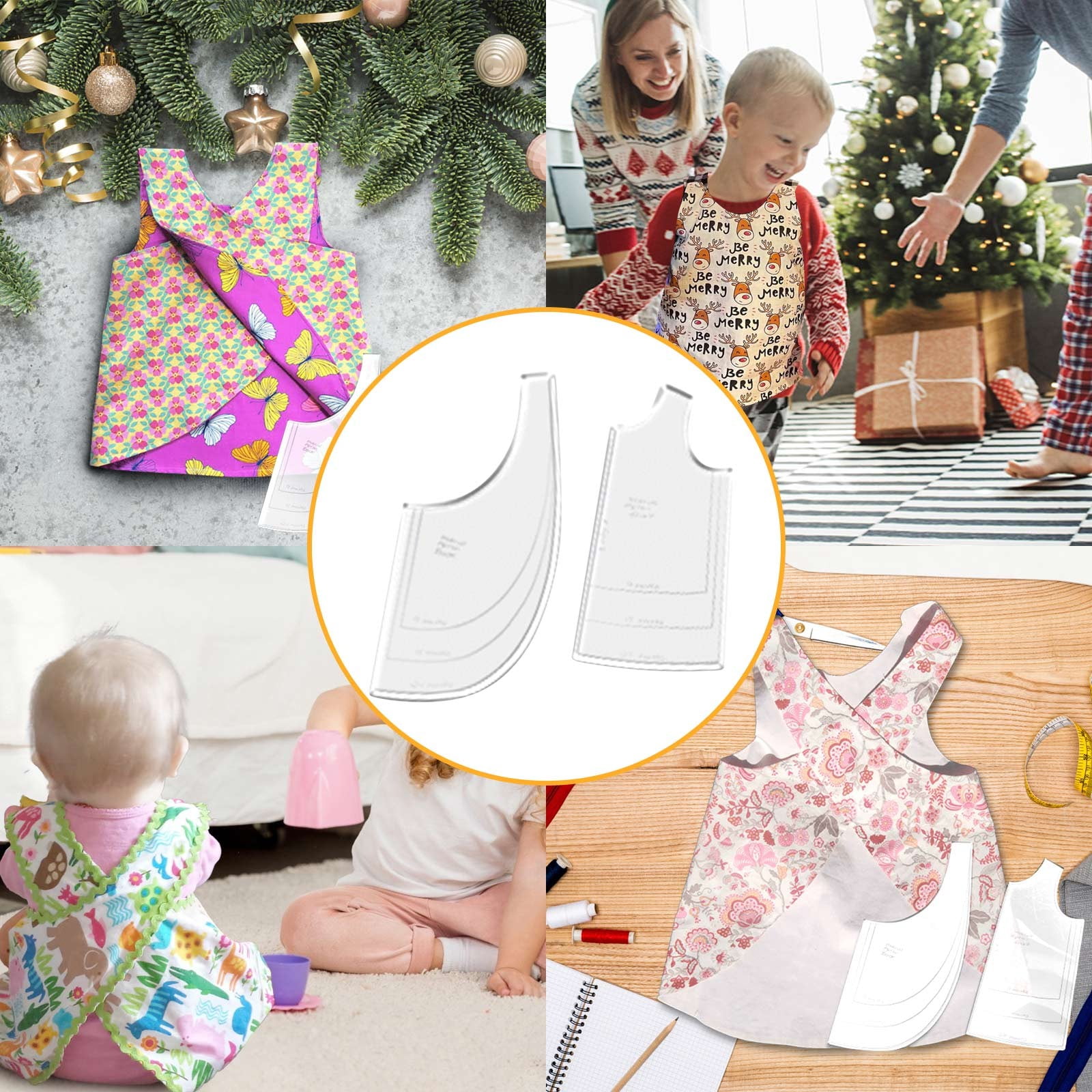 Bouanq 2PCS Apron Sewing Template DIY Quilting for Baby Template Set ...