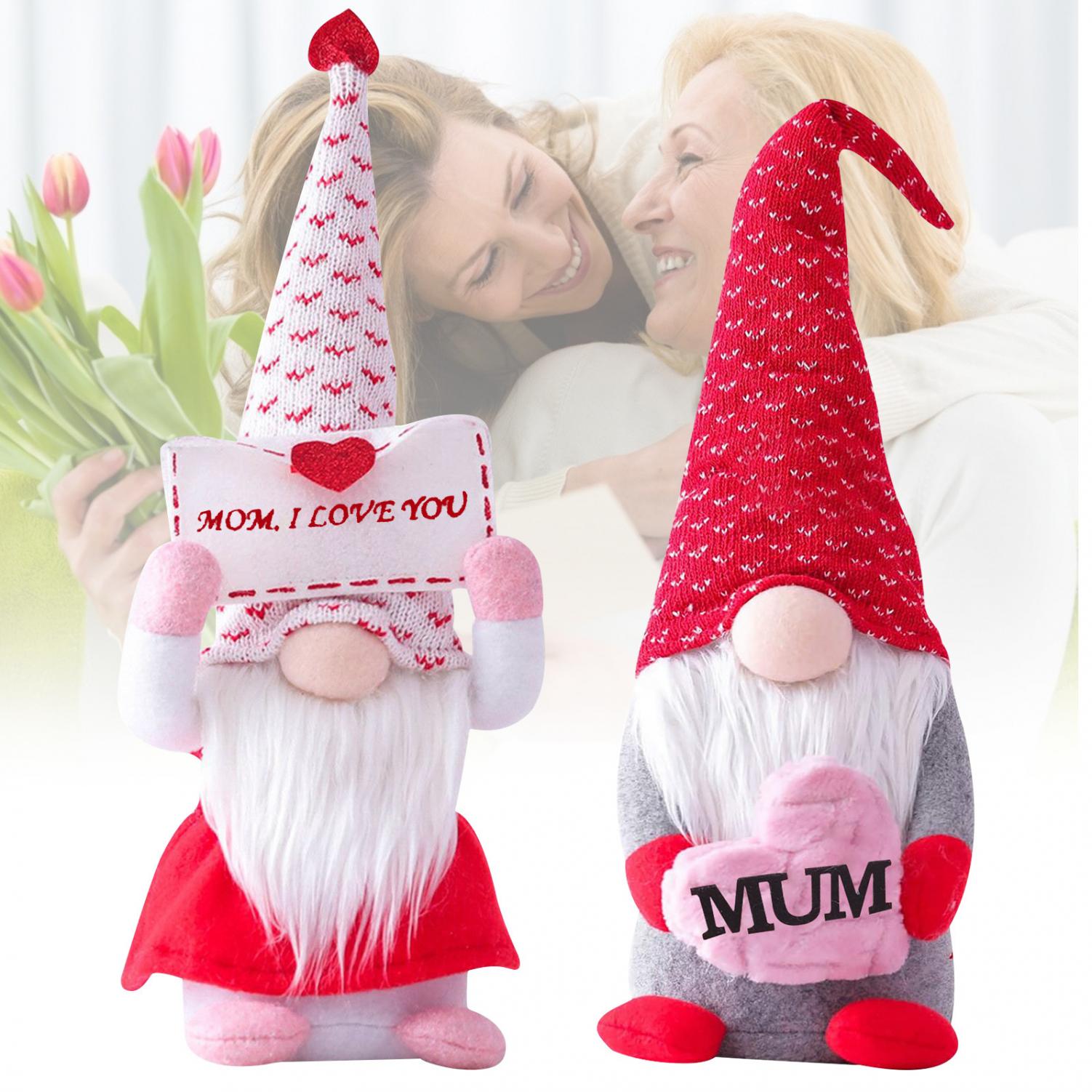 Bouanq 2PCS Mother's Day Gnome Decor, Handmade Scandinavian Plush Craft ...