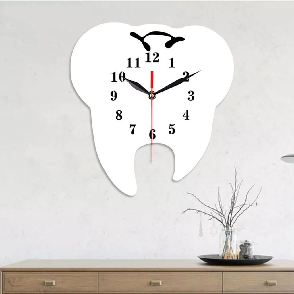 Bouanq Acrylic Mute Decorative Clock Bedroom Living Room Dental Tooth ...