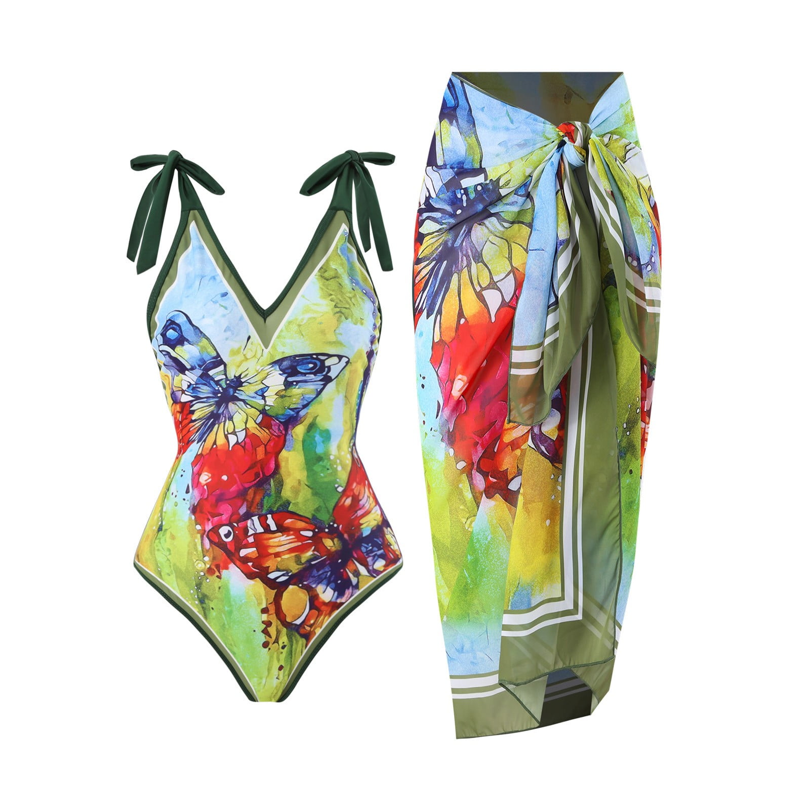 Bouanq Beach Swimwear Three Pieces Swimsuits for Women with Matching ...