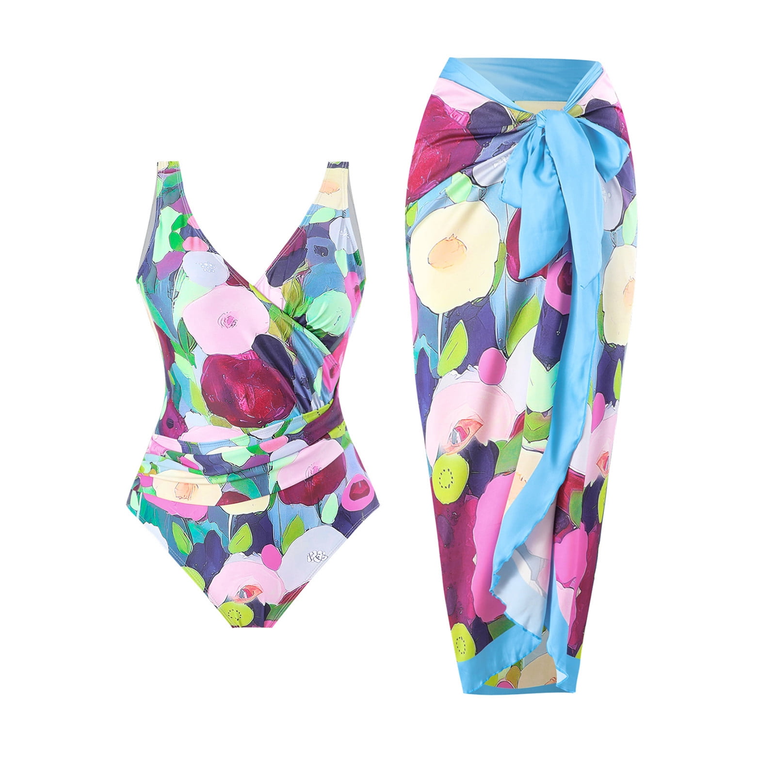 Bouanq Beach Swimwear Three Pieces Swimsuits for Women with Matching ...