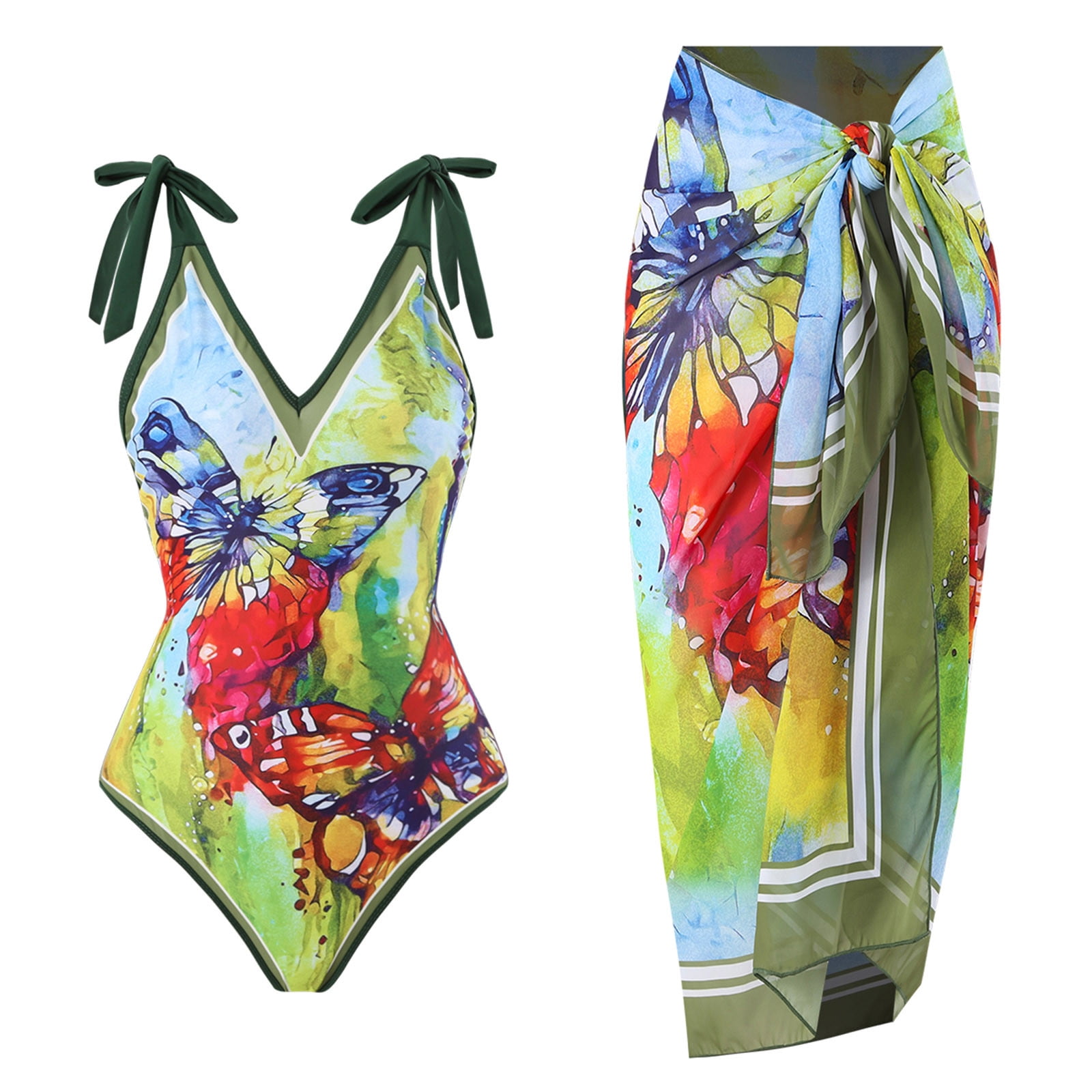 Bouanq Beach Swimwear Three Pieces Swimsuits for Women with Matching ...