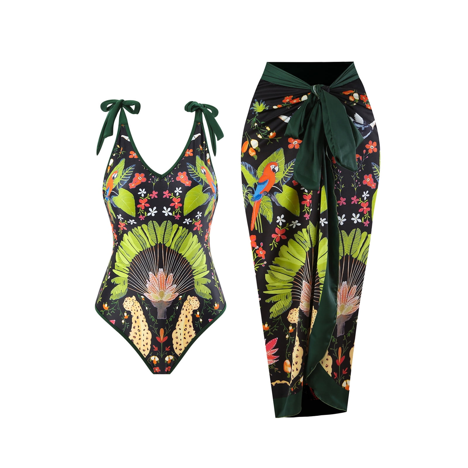 Bouanq Beach Swimwear Three Pieces Swimsuits for Women with Matching ...