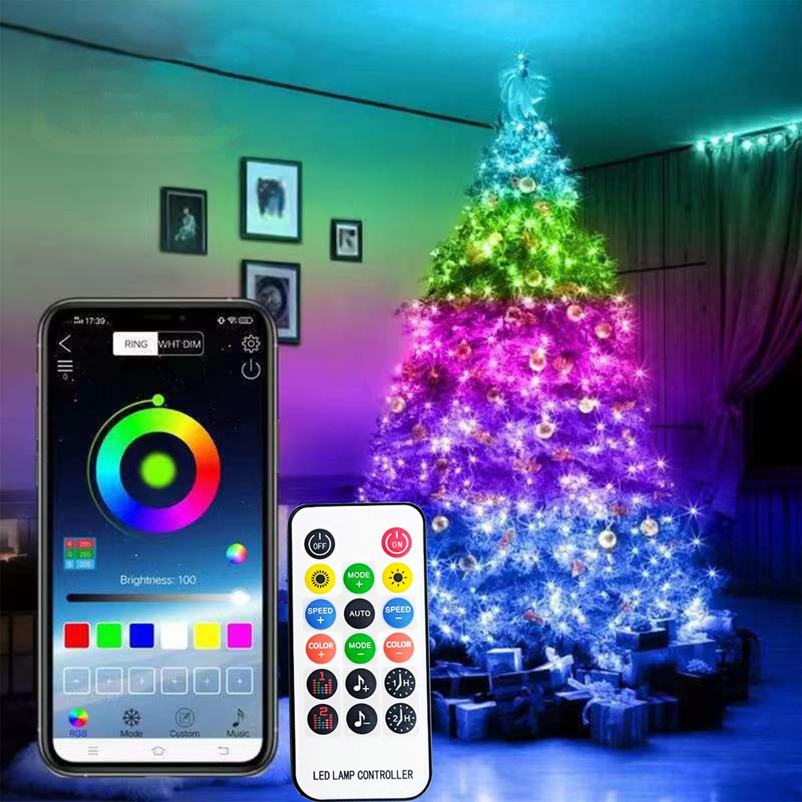 Bouanq Christmas LED Strip Lights, Music Sync Color Changing LED Strip ...