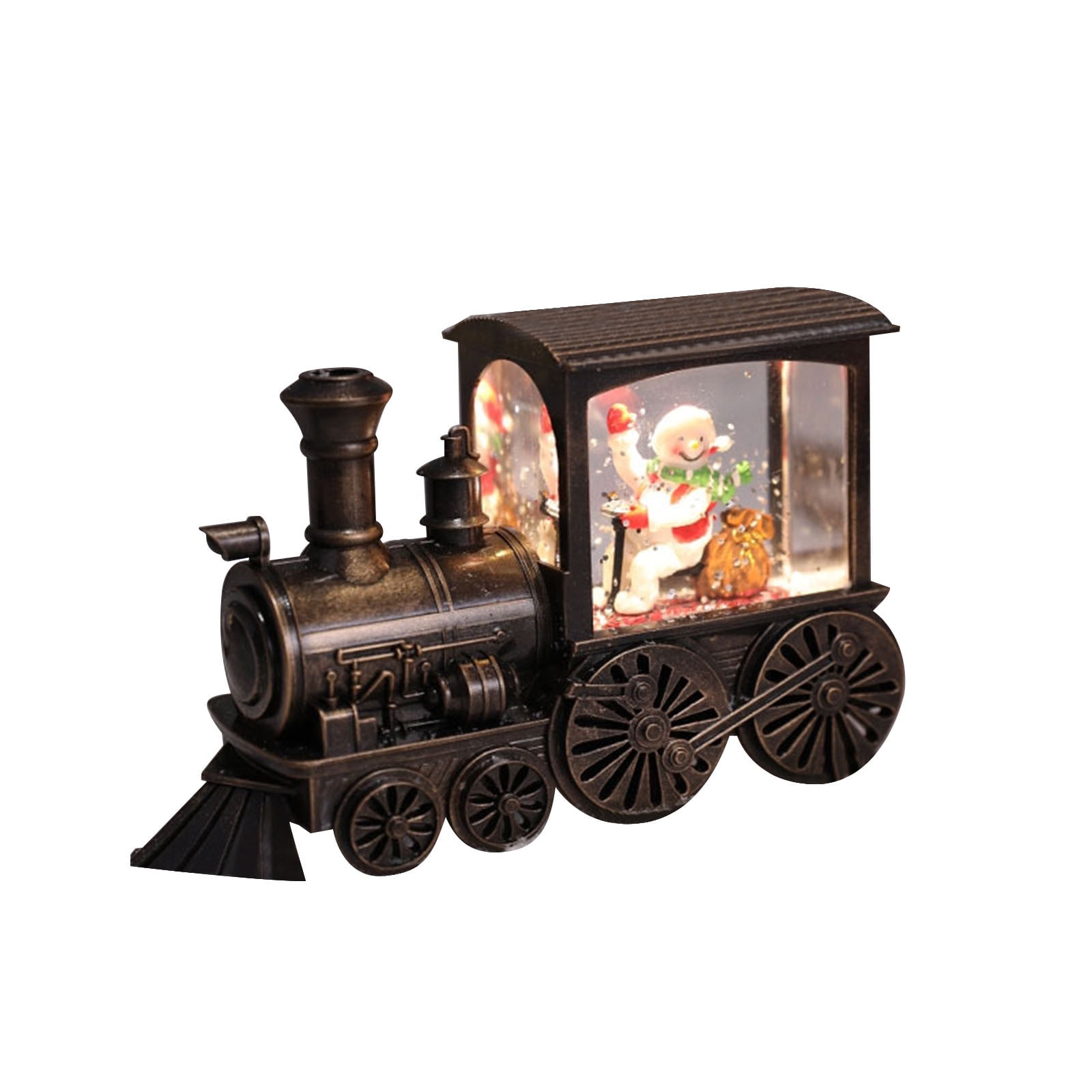 Bouanq Christmas Lights Train Christmas Snow Globes Steam Train Dining ...