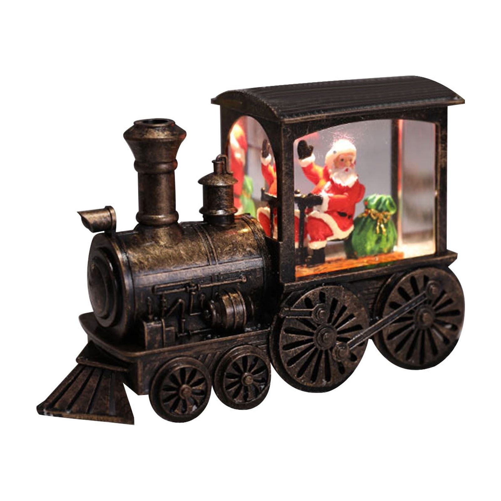 Bouanq Christmas Lights Train Christmas Snow Globes Steam Train Dining ...