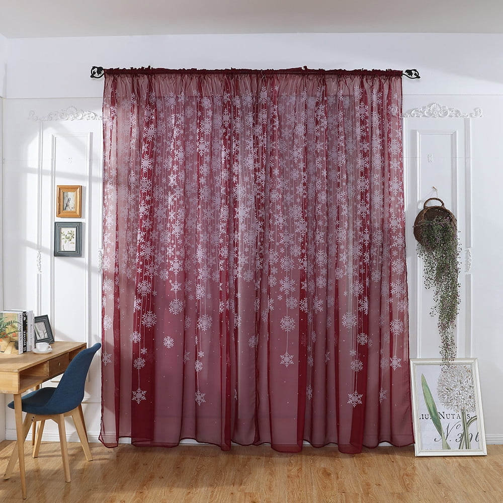 Bouanq Holiday Decor: Christmas Snowflake Sheer Curtains for Living ...