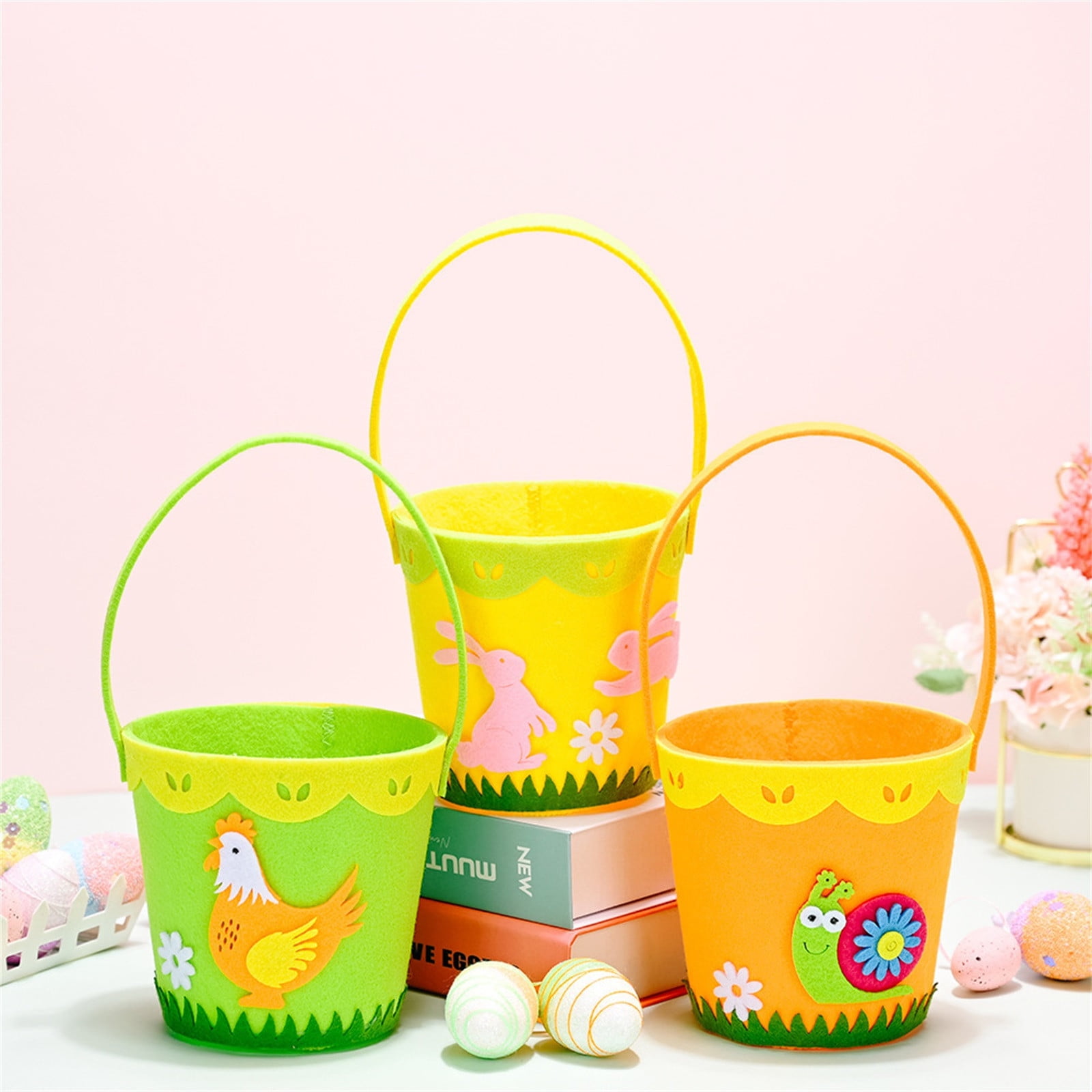 Bouanq Easter Basket for Eggs Hunt, Easter Eggs Bucket, Small Non-woven ...