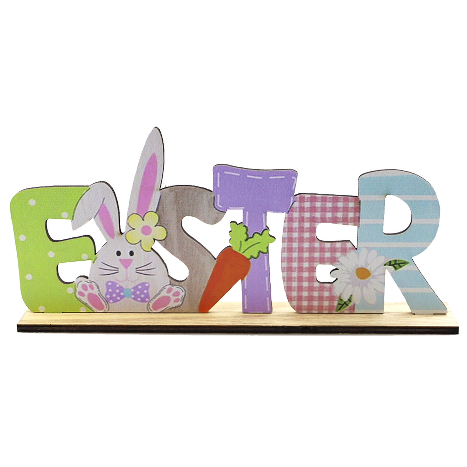 Bouanq Easter Decorations, Wooden Easter Desktop Decoration Letter ...