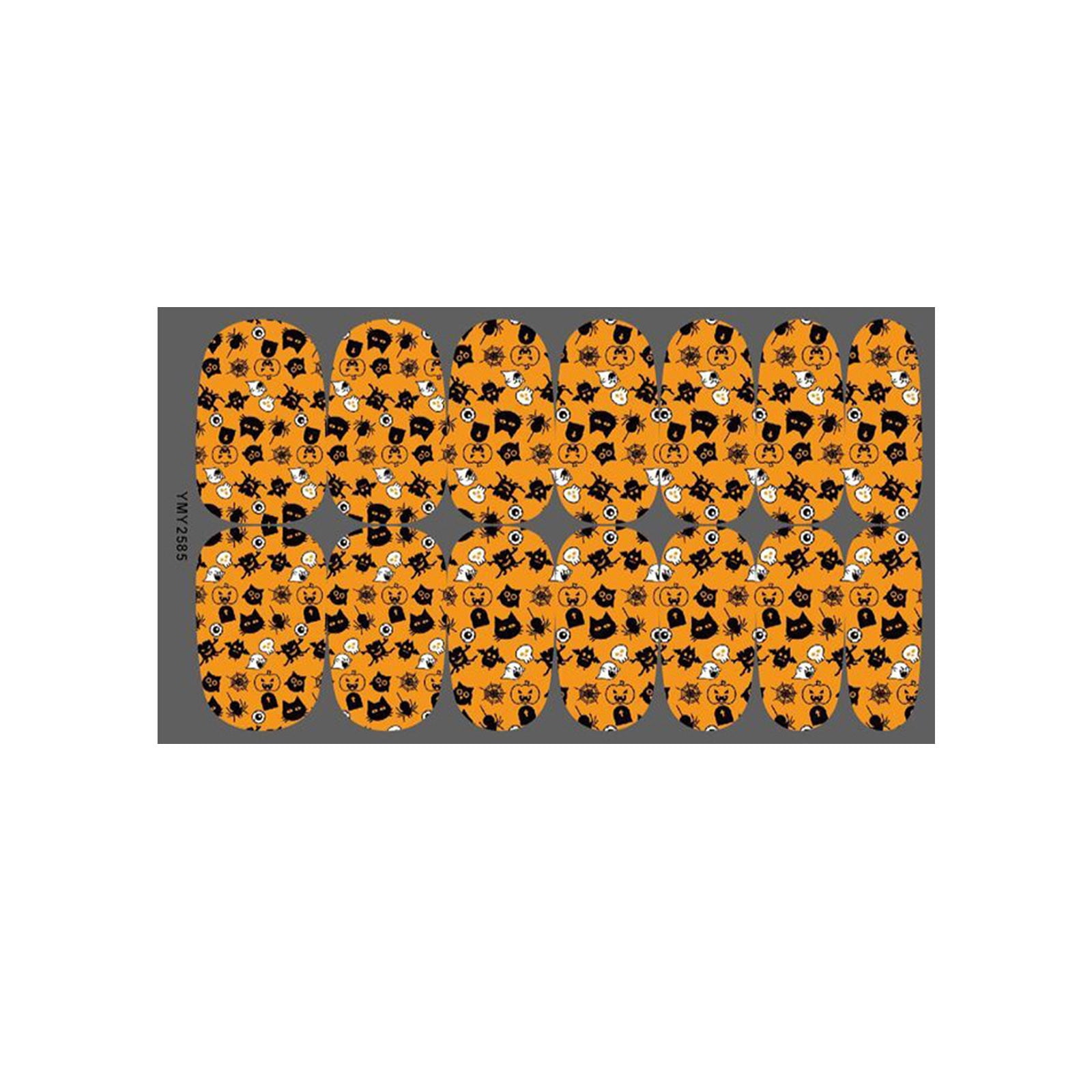 Bouanq Fake Nails Halloween Ultra-thin Adhesive Nail Art Sticker Skull ...