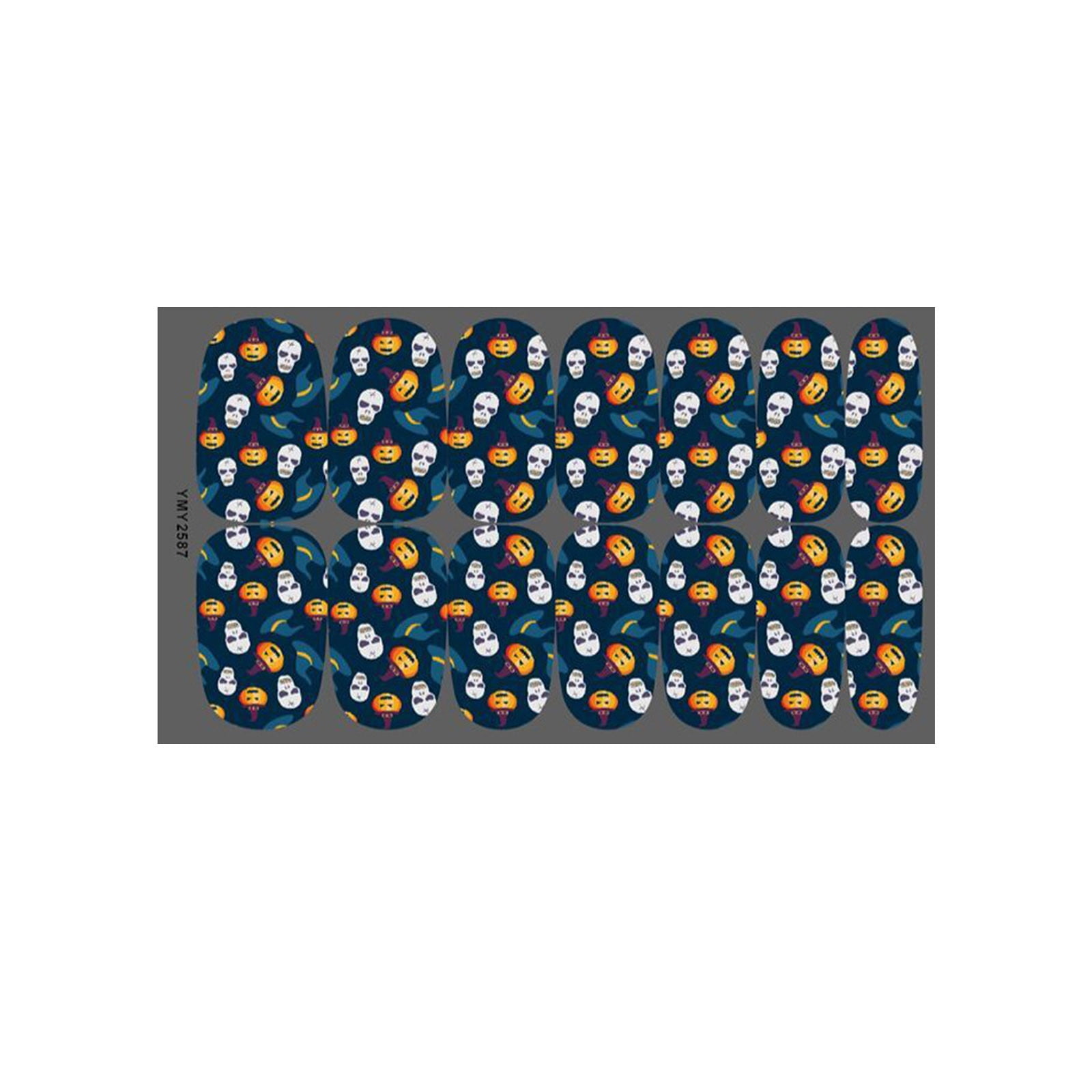 Bouanq Fake Nails Halloween Ultra-thin Adhesive Nail Art Sticker Skull ...