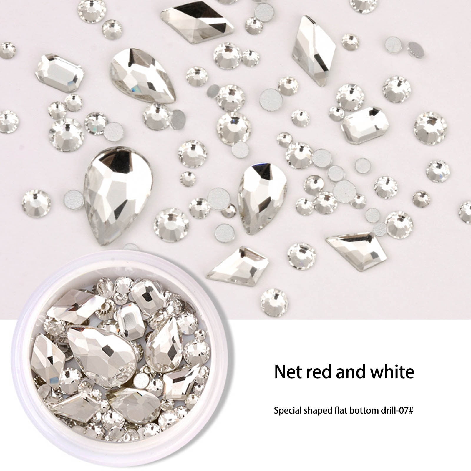 Bouanq Fake Nails Nail Jewelry Big Diamond Water Drop Flat Bottom ...