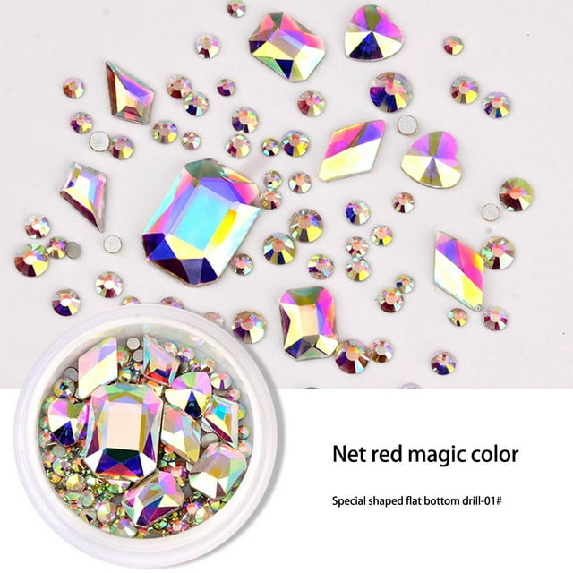 Bouanq Fake Nails Nail Jewelry Big Diamond Water Drop Flat Bottom ...