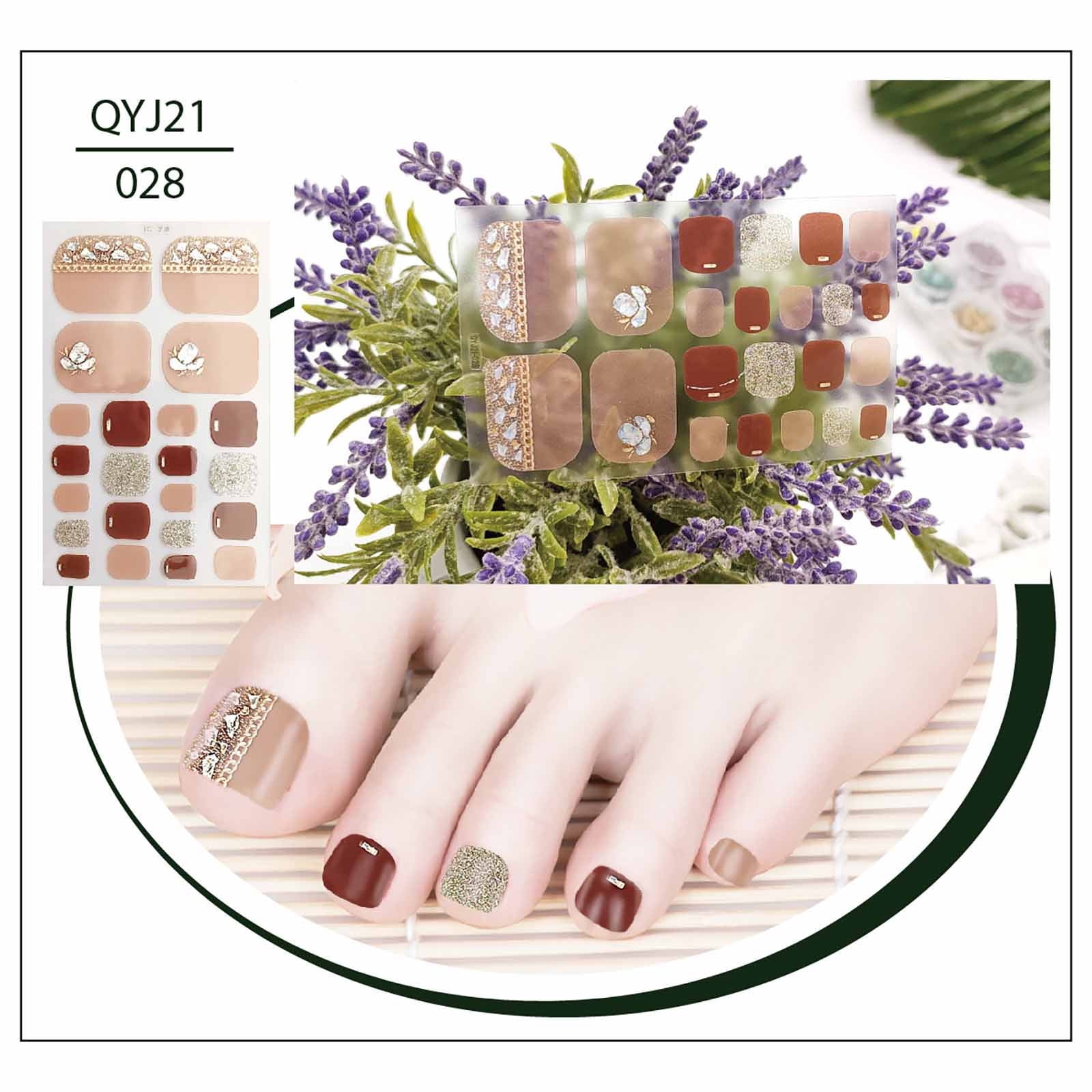 Bouanq Fake Nails Toe Nail Stickers Toe Nail Stickers Bronzing ...