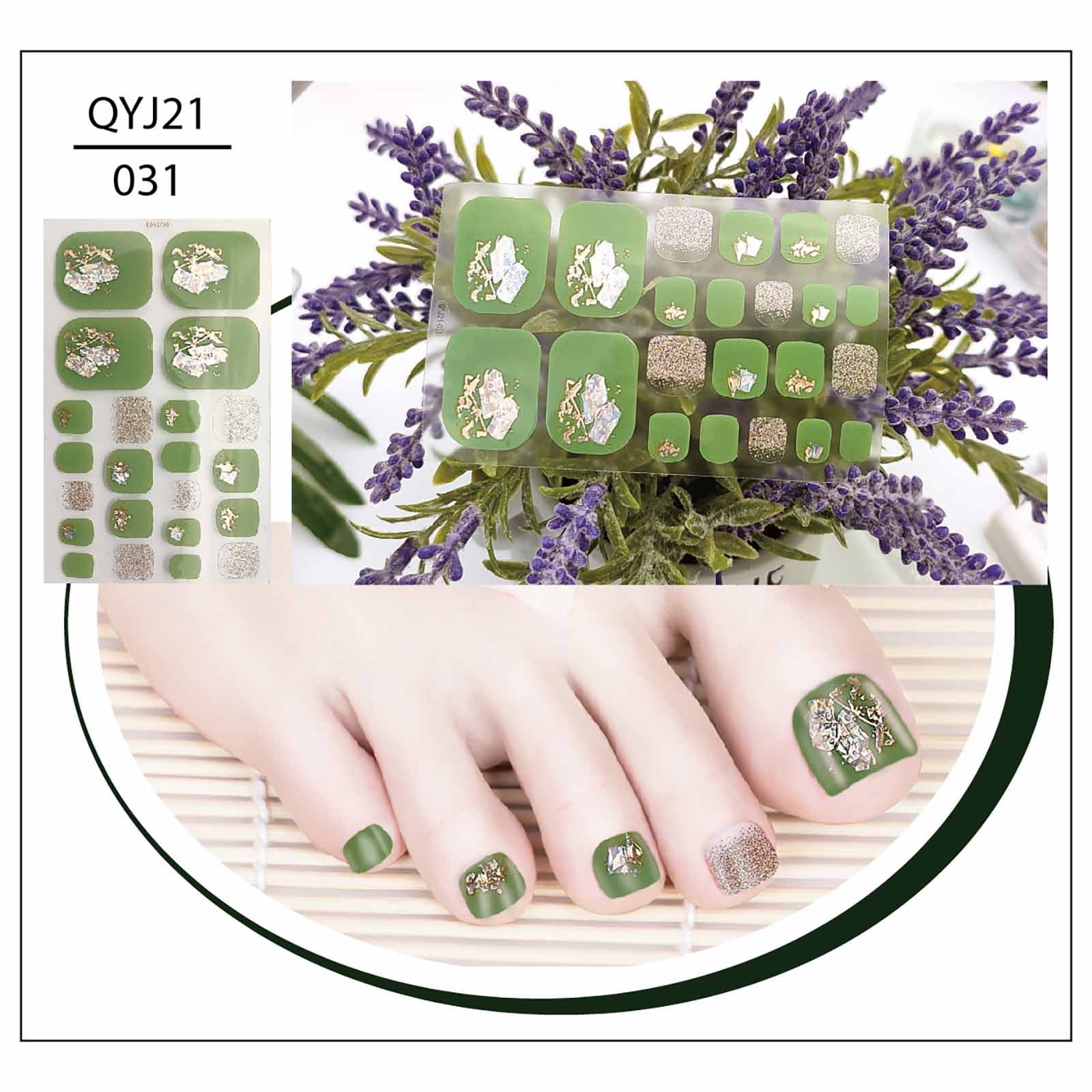 Bouanq Fake Nails Toe Nail Stickers Toe Nail Stickers Bronzing ...