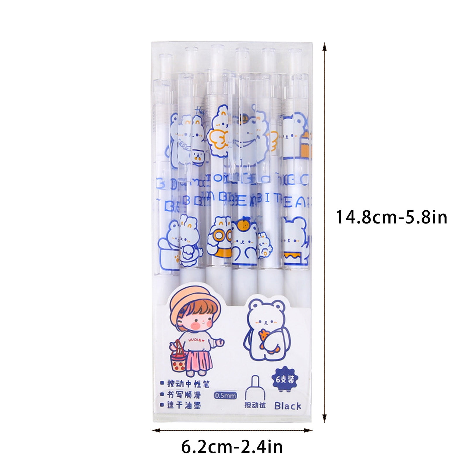 Bouanq Gel Pens, Colored Pencils Cartoon 6 Boxed Press Gel Pen Press ...