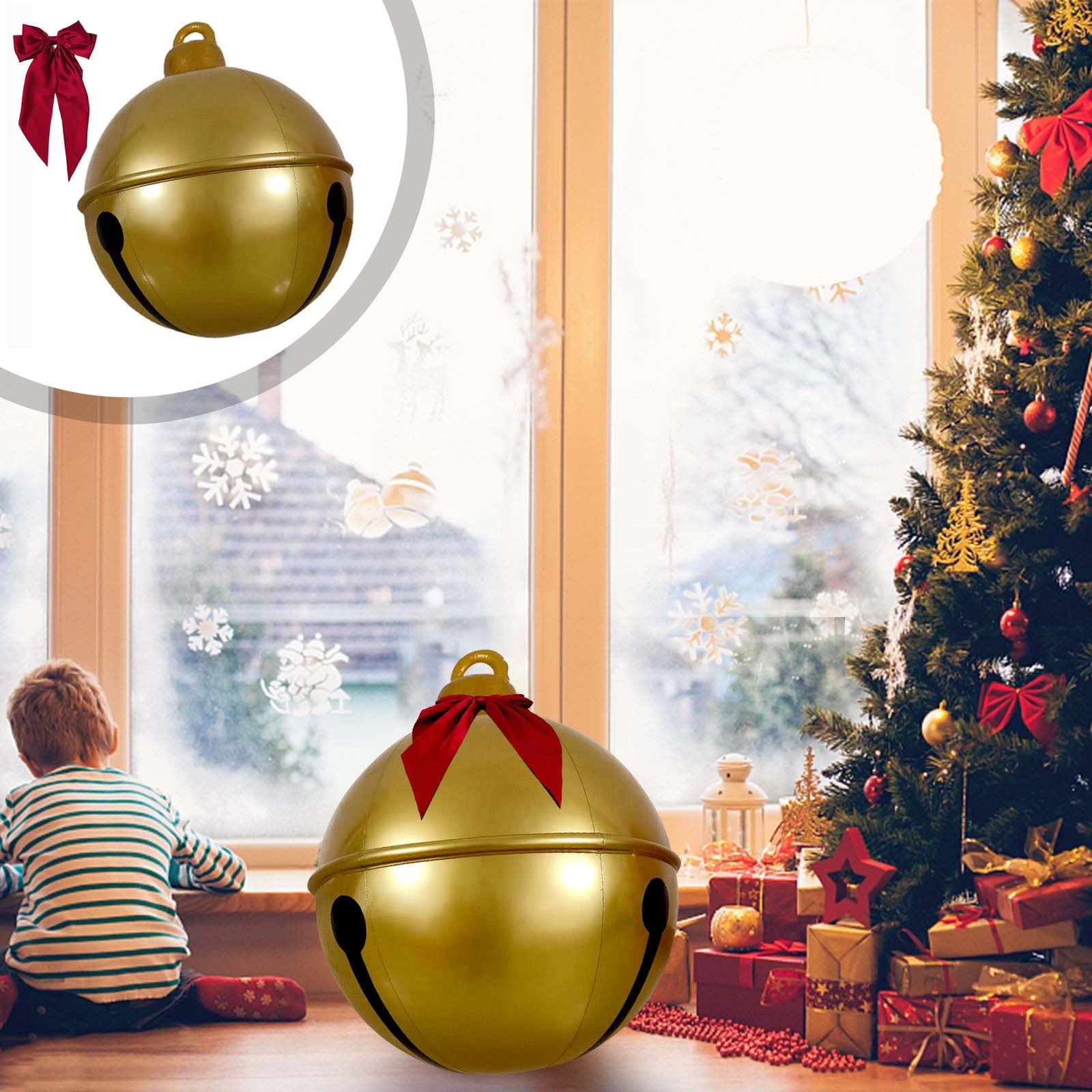 Bouanq Giant Christmas Jingle Bell 24 Inch LED Christmas Inflatable ...