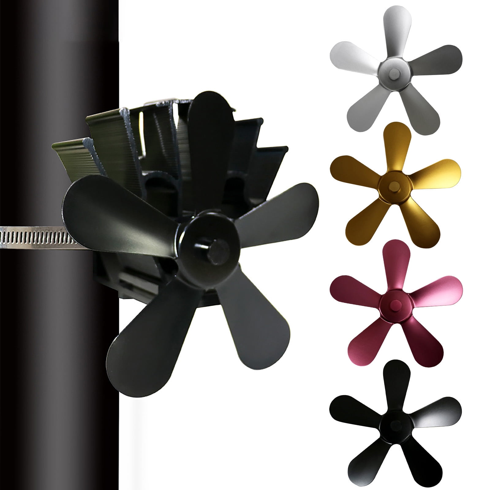Bouanq Home & Table Linens 5 Blade for Heat Powered Wood Stove Fan Wood ...