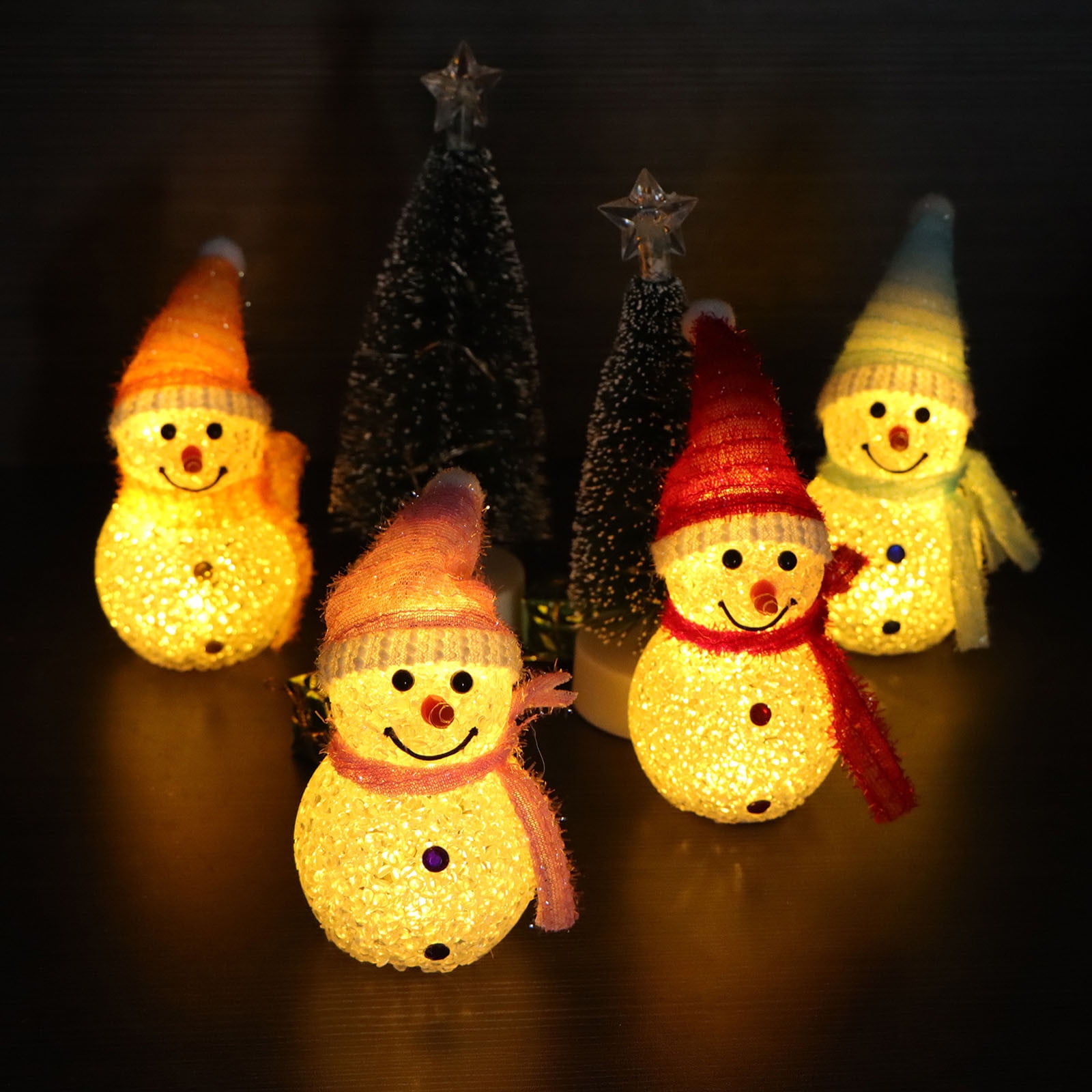 Bouanq LED Snowmen Lamp Small Color Changing Snowmen Table Decor ...
